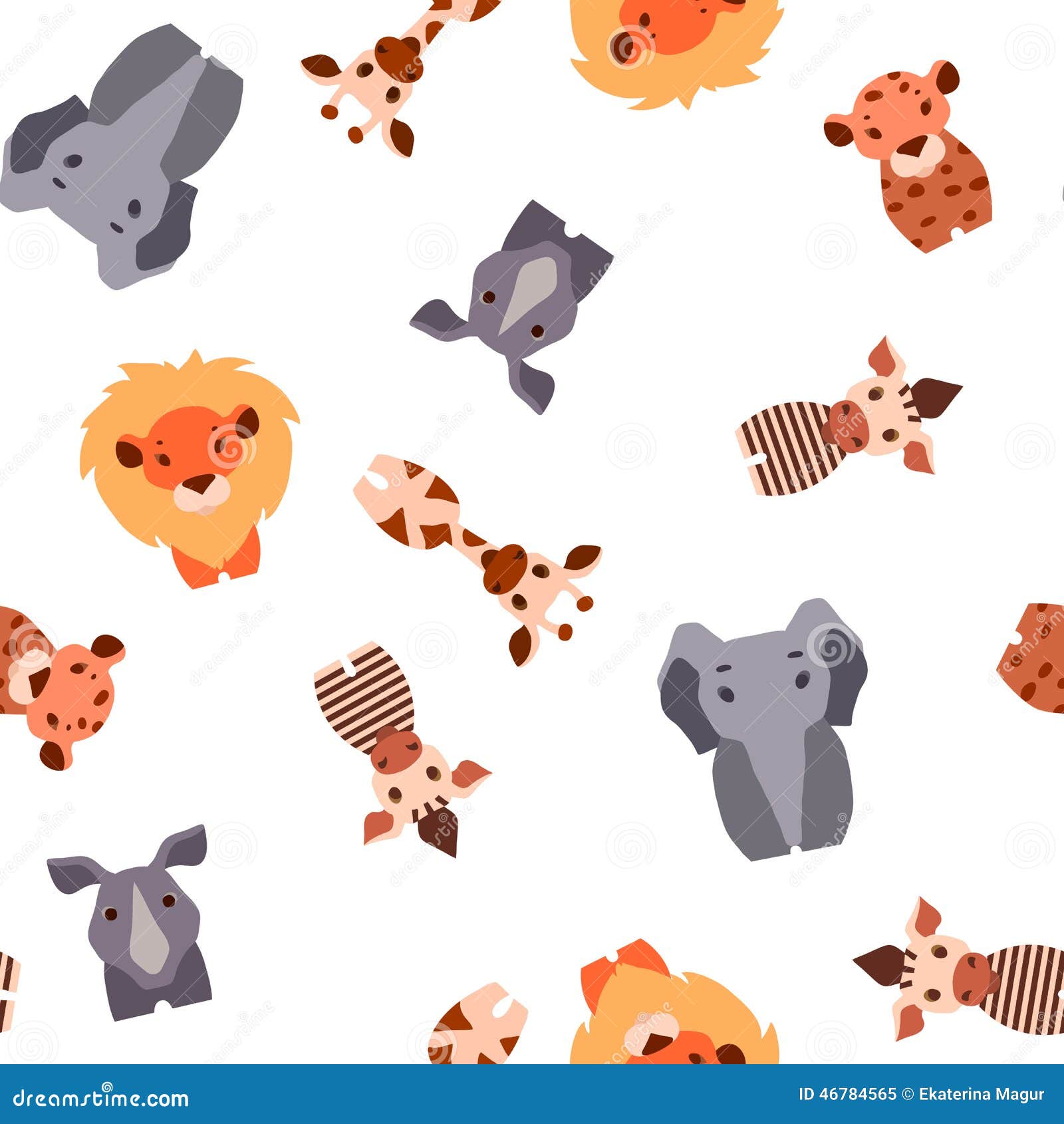 Vector Seamless Pattern with Safari Animals Stock Vector - Illustration ...