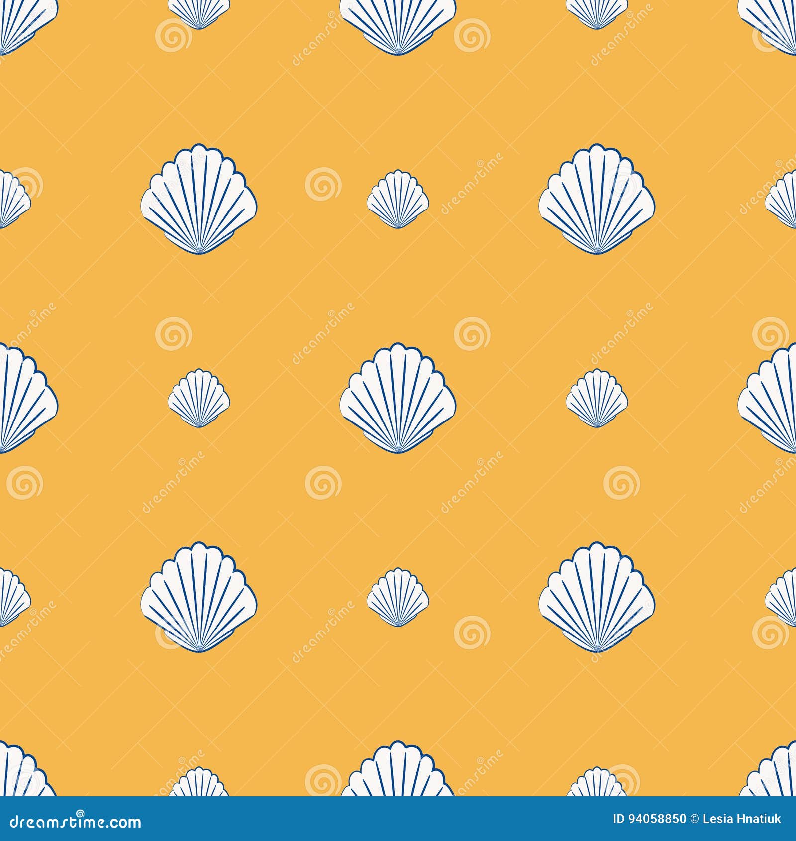 Vector Seamless Pattern with Scallop Shells Marine Design Ocean ...