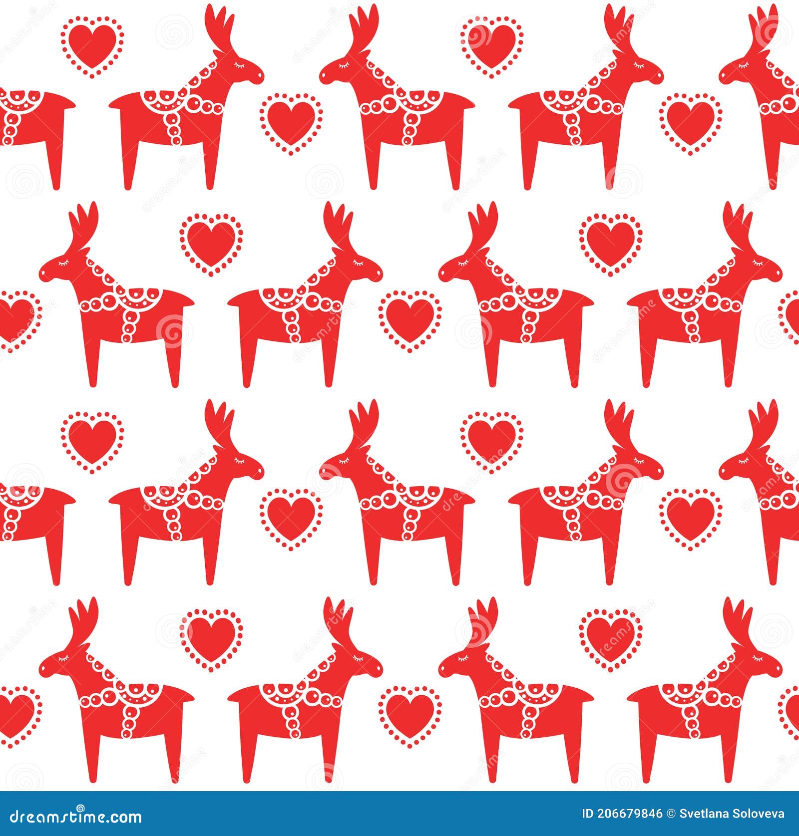 Vector Seamless Pattern of Scandinavian Dala Deer Stock Vector ...
