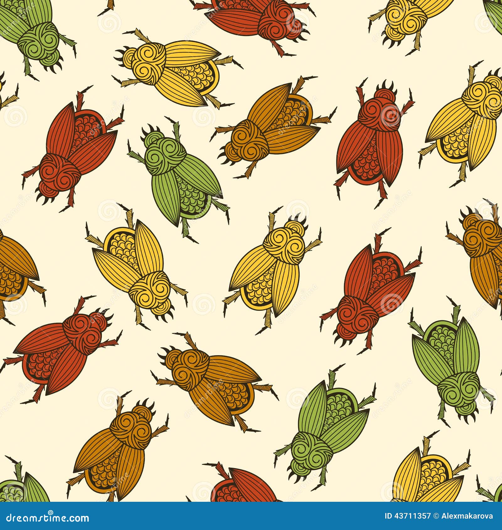 Vector Scarab Beetle On A Retro Background | CartoonDealer.com #161128048