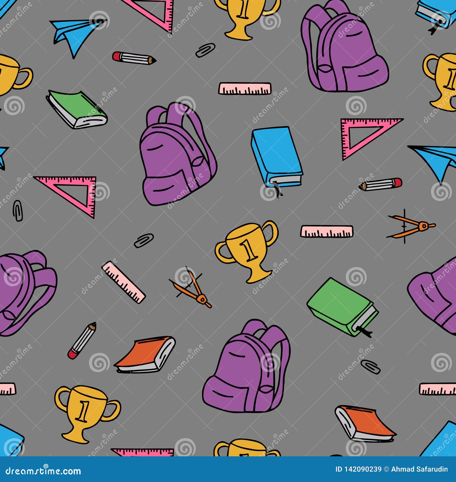 Vector Seamless Pattern with School Elements Isolated on White. Back To ...