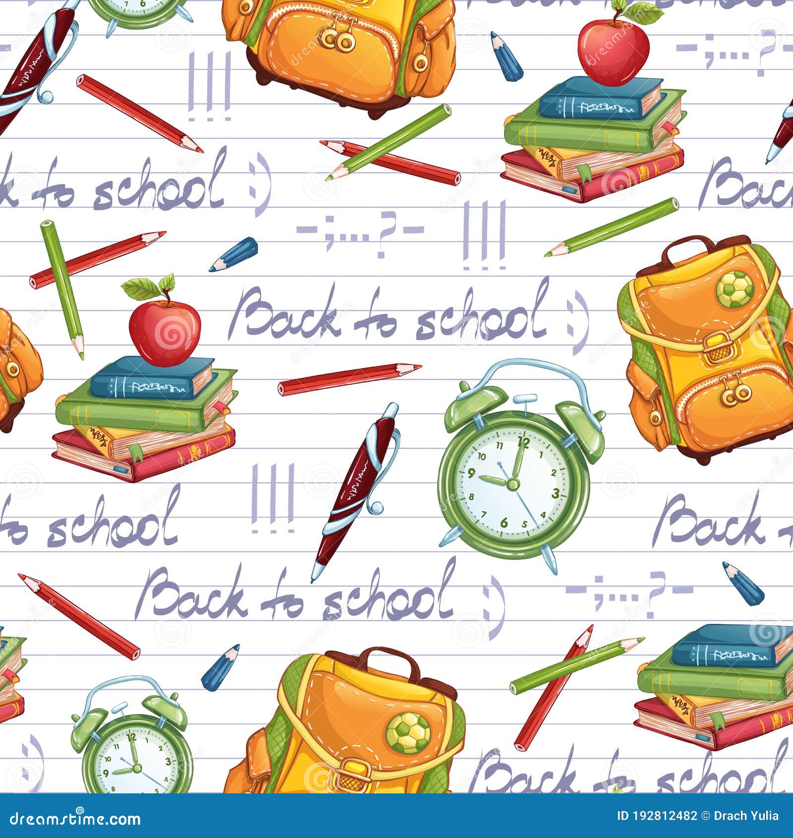 Vector Seamless Pattern with School Supplies Stock Vector ...