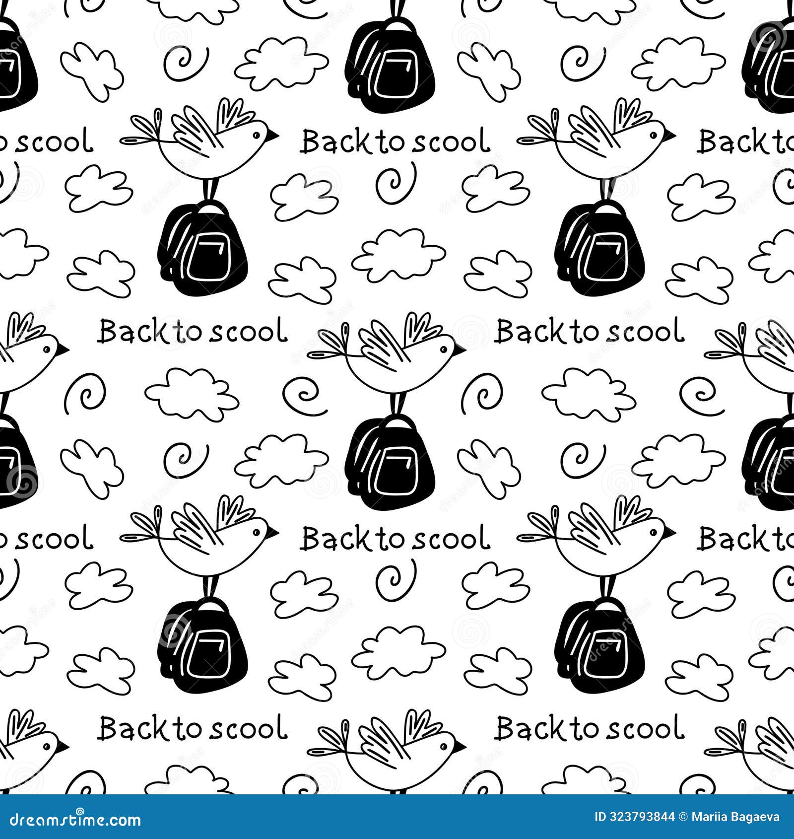 Vector Seamless Pattern School Time Design. Stock Vector - Illustration ...