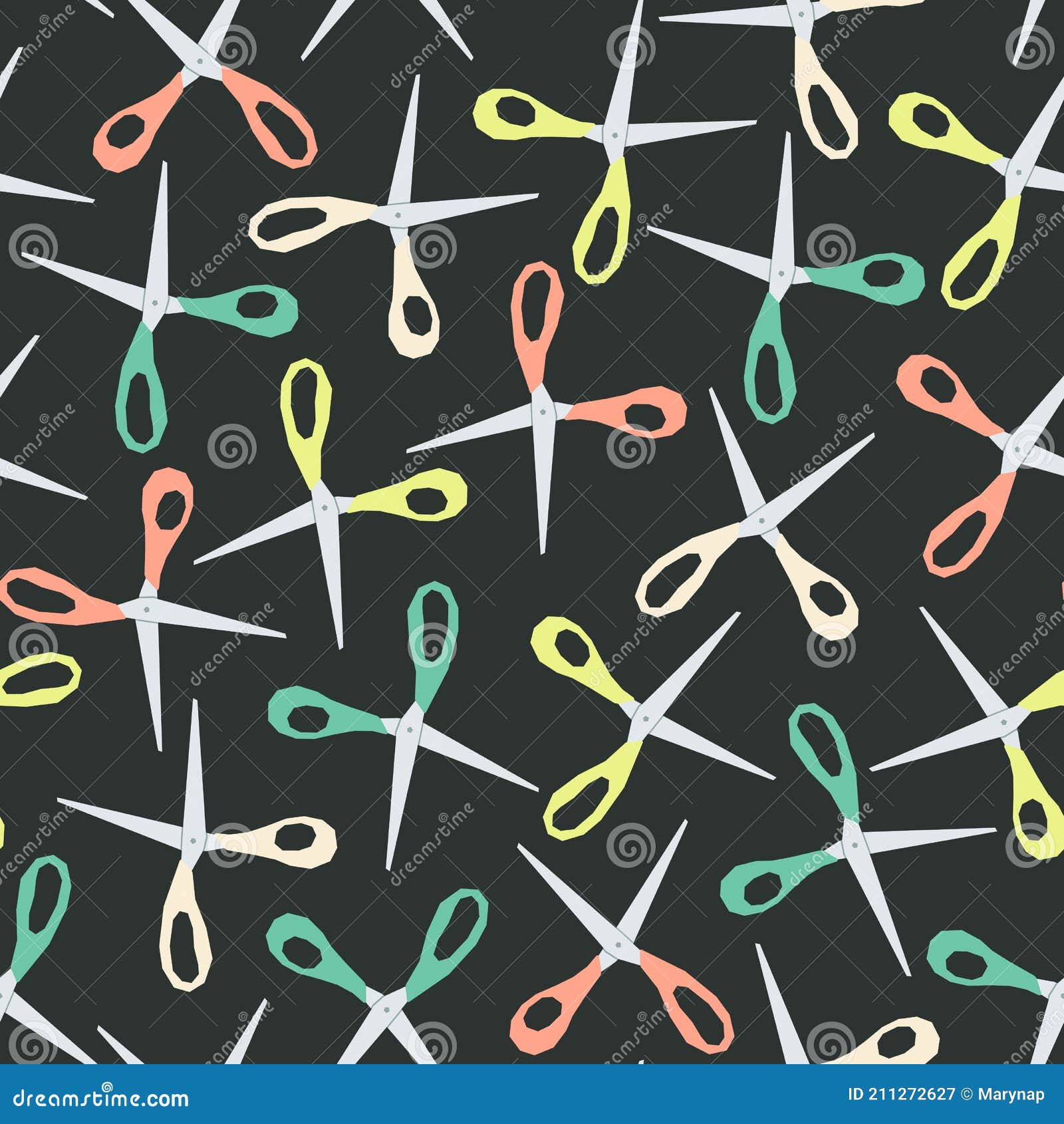 Vector Seamless Pattern with Scissors for Sewing Illustration with ...