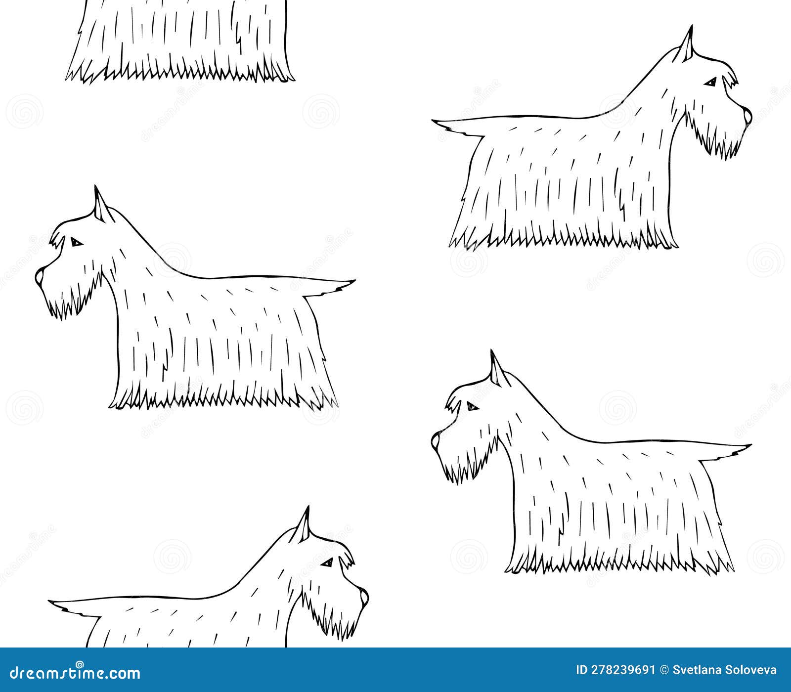 Vector Seamless Pattern of Scottish Terrier Stock Vector - Illustration ...