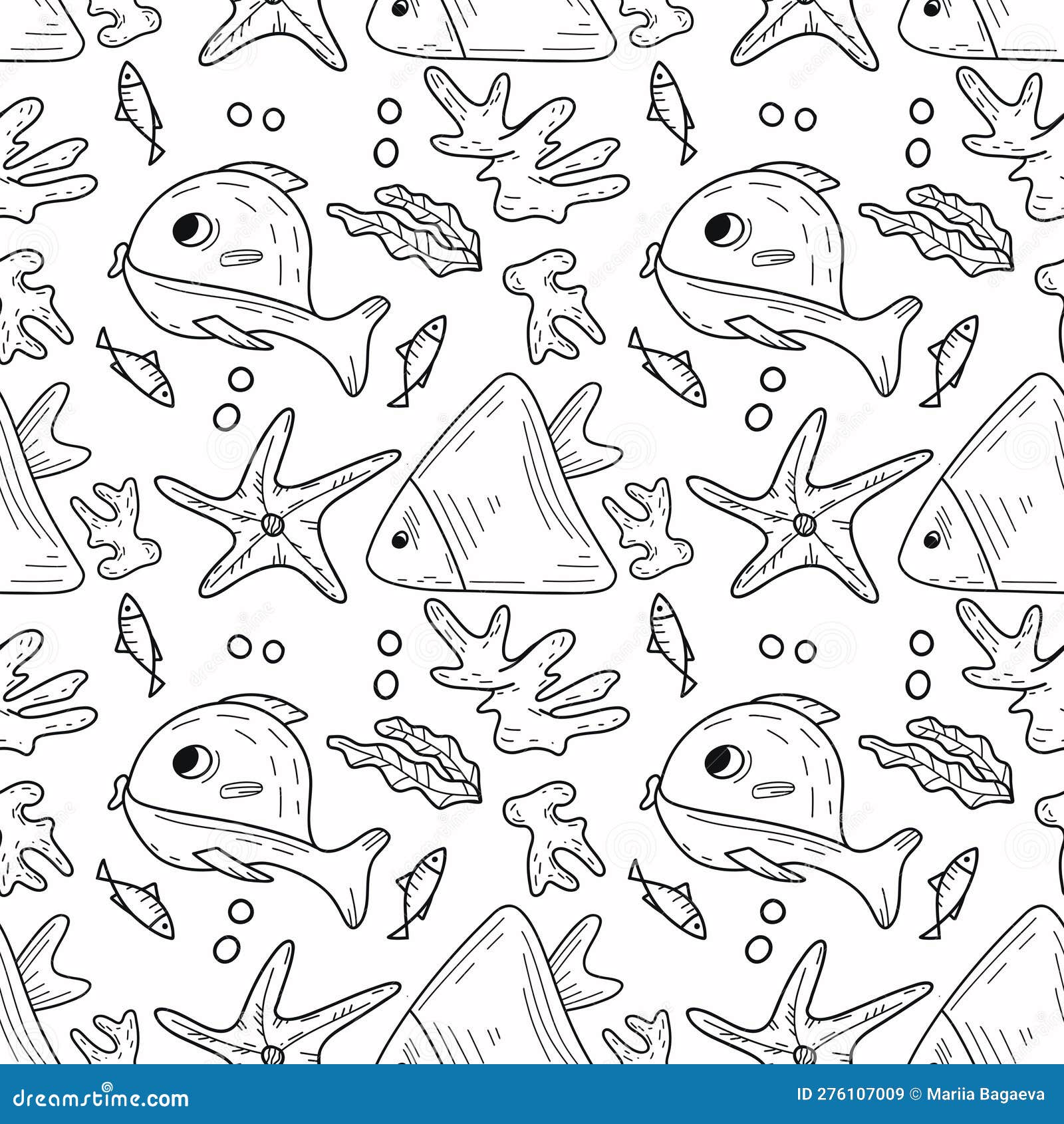 Vector Seamless Pattern Sea Life Stock Vector - Illustration of coral ...