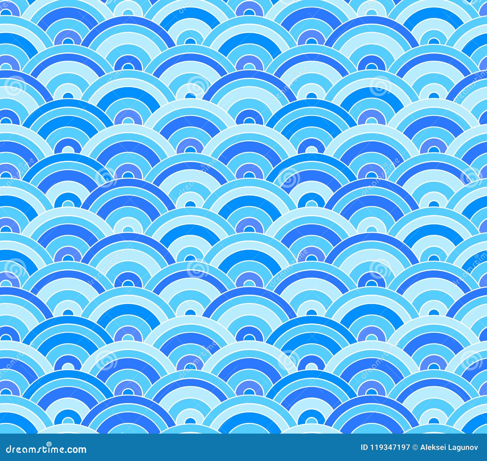 Vector Seamless Pattern: Sea Waves, Turquoise Blue Summer Background ...
