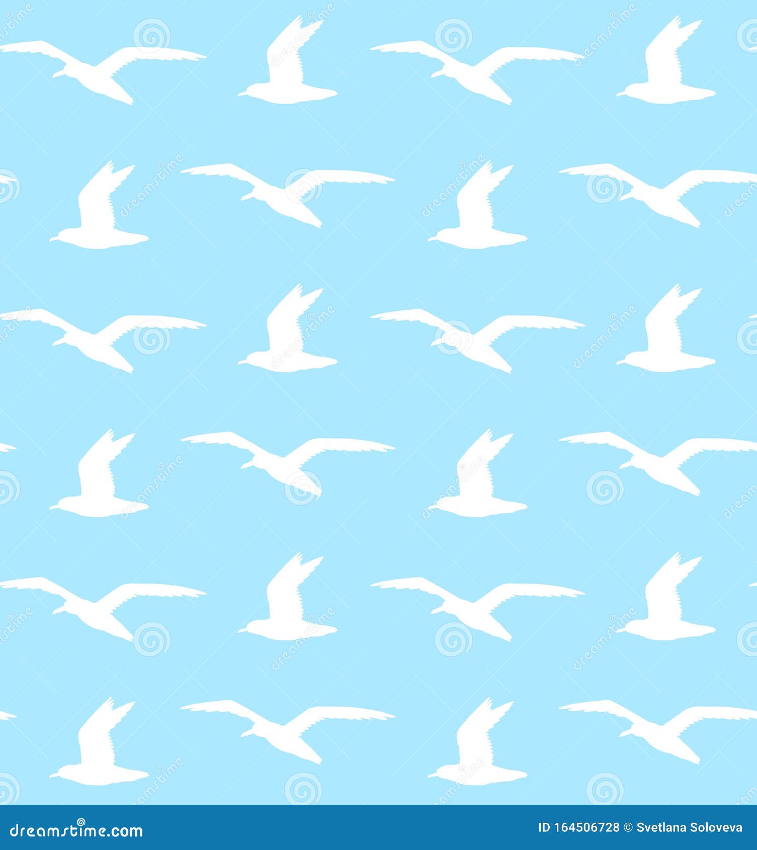 Vector Seamless Pattern of Seagull Silhouette Stock Illustration ...