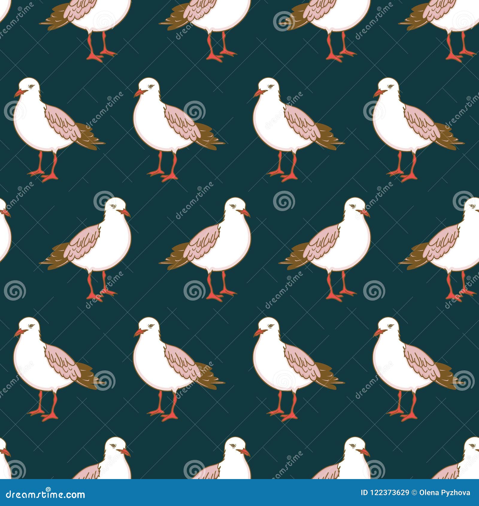 Vector Seamless Pattern with Seagulls. Stock Vector - Illustration of ...