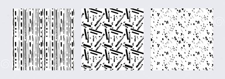 Hand Drawing Seamless Pattern with Small Dashes, Mini Dots and Short ...