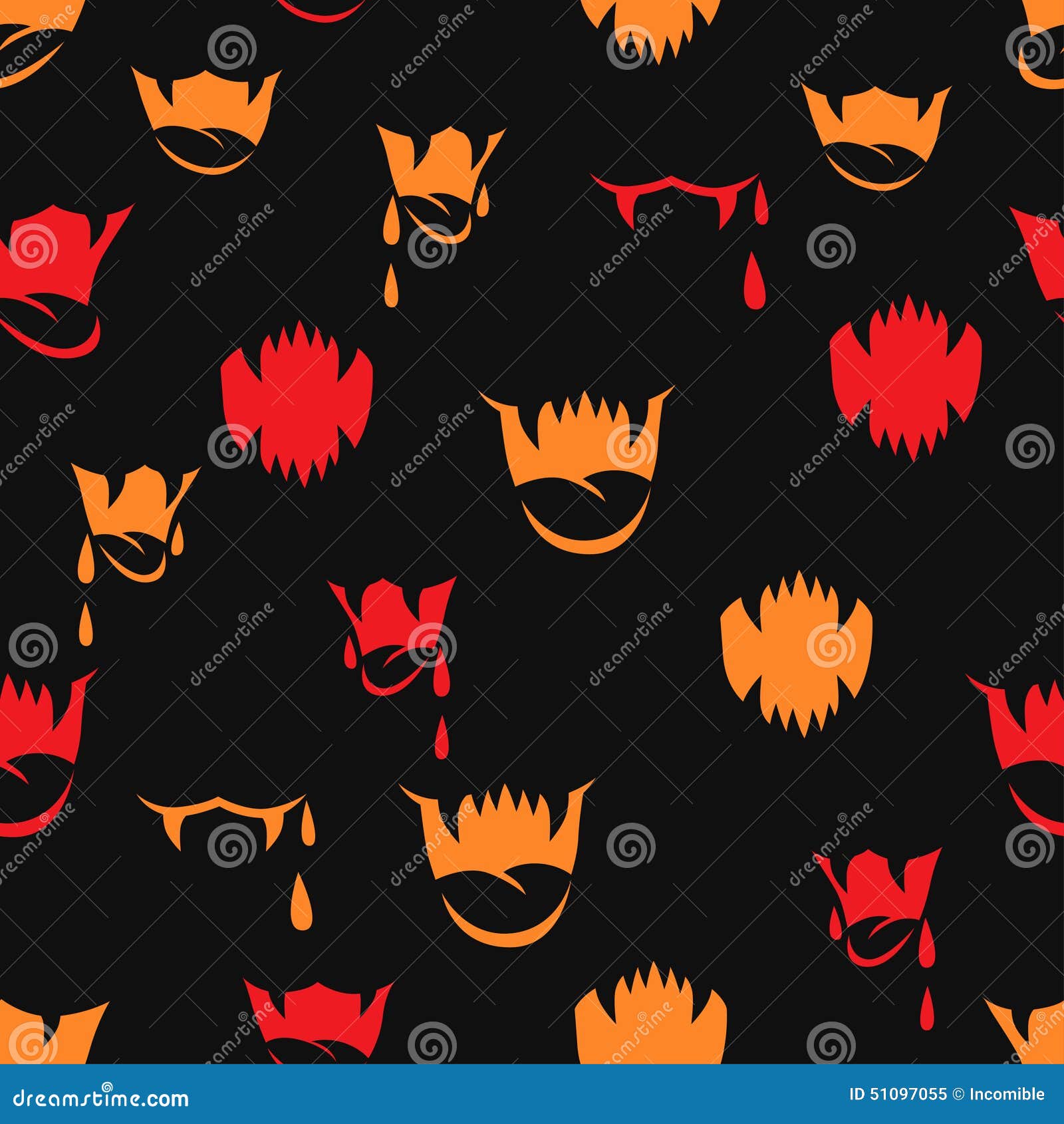 Vector Seamless Pattern with Sharp Teeth Stock Vector - Illustration of ...