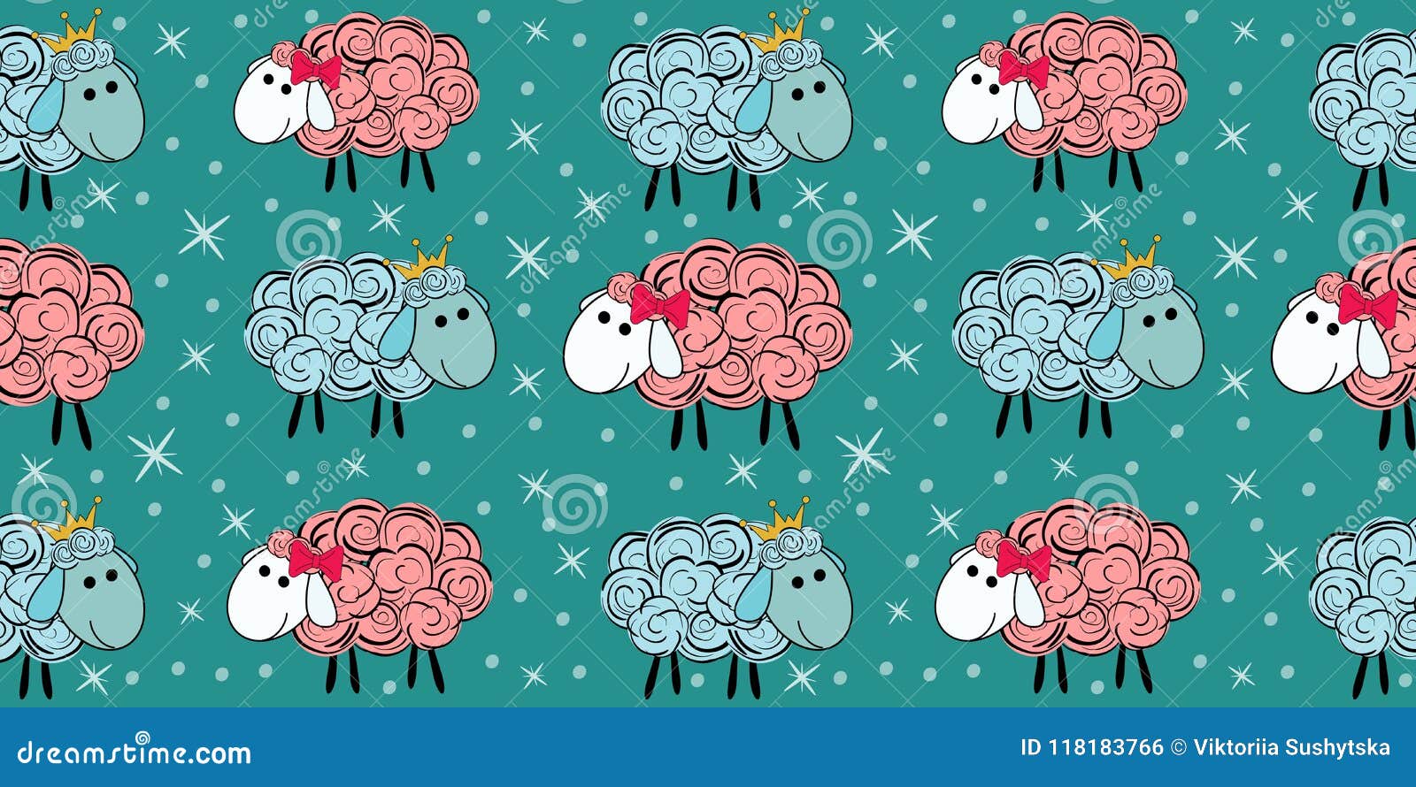 Vector Seamless Pattern with a Sheep. Illustration of a Cartoon Sheep ...