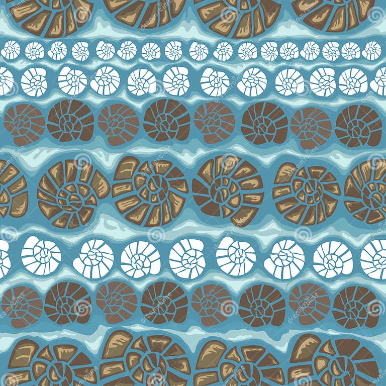 Vector Seamless Pattern with Shells on a Blue Background Stock ...