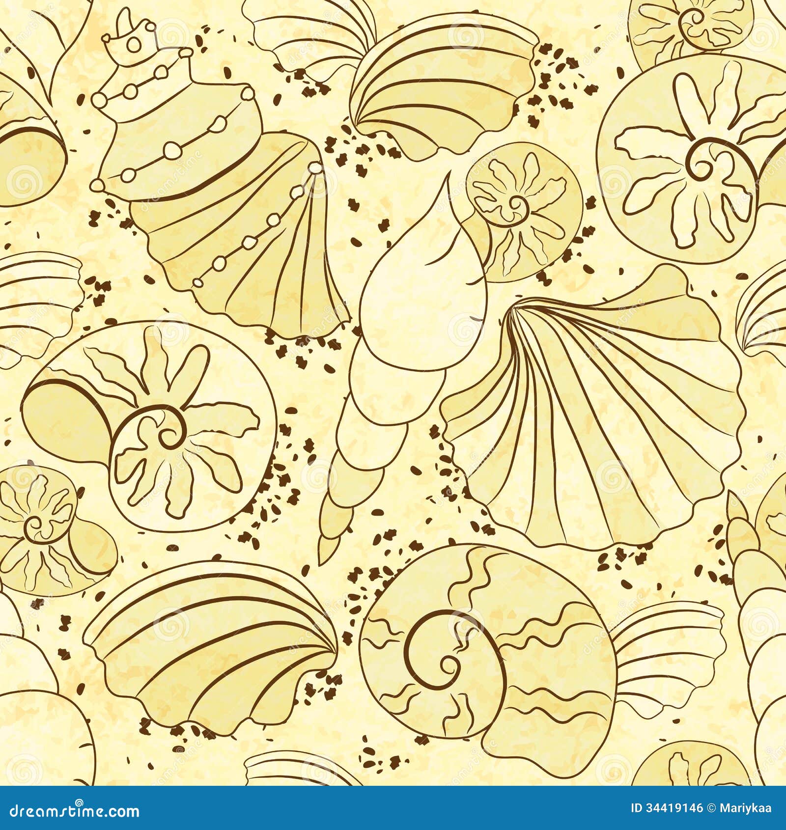 Vector Seamless Pattern with Shells and Sand Stock Vector ...