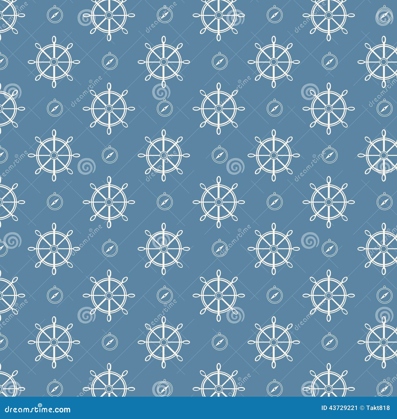 Vector Seamless Pattern Ship Wheels and Compass Stock Vector ...