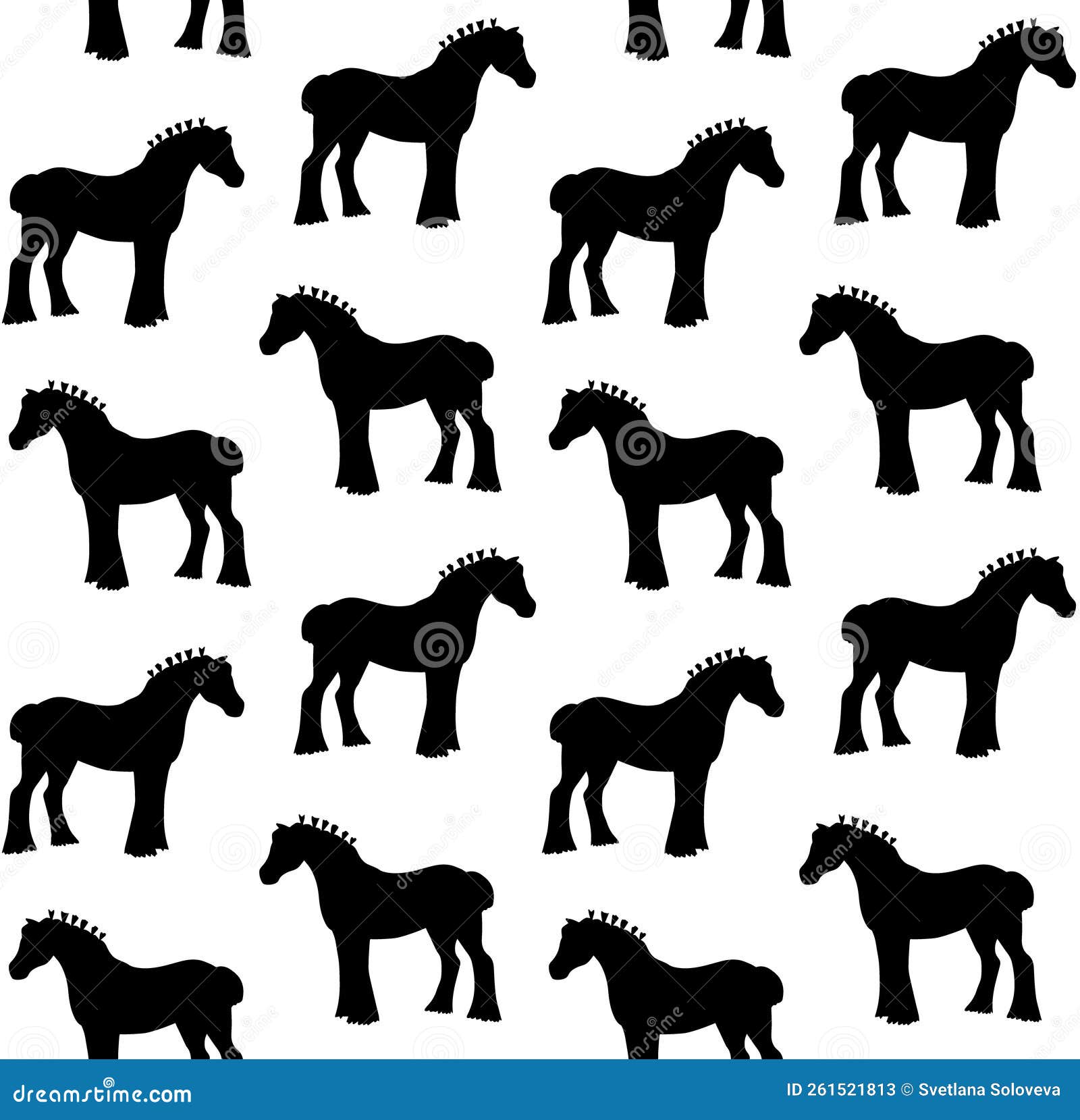 Vector Seamless Pattern of Shire Horse Silhouette Stock Vector ...