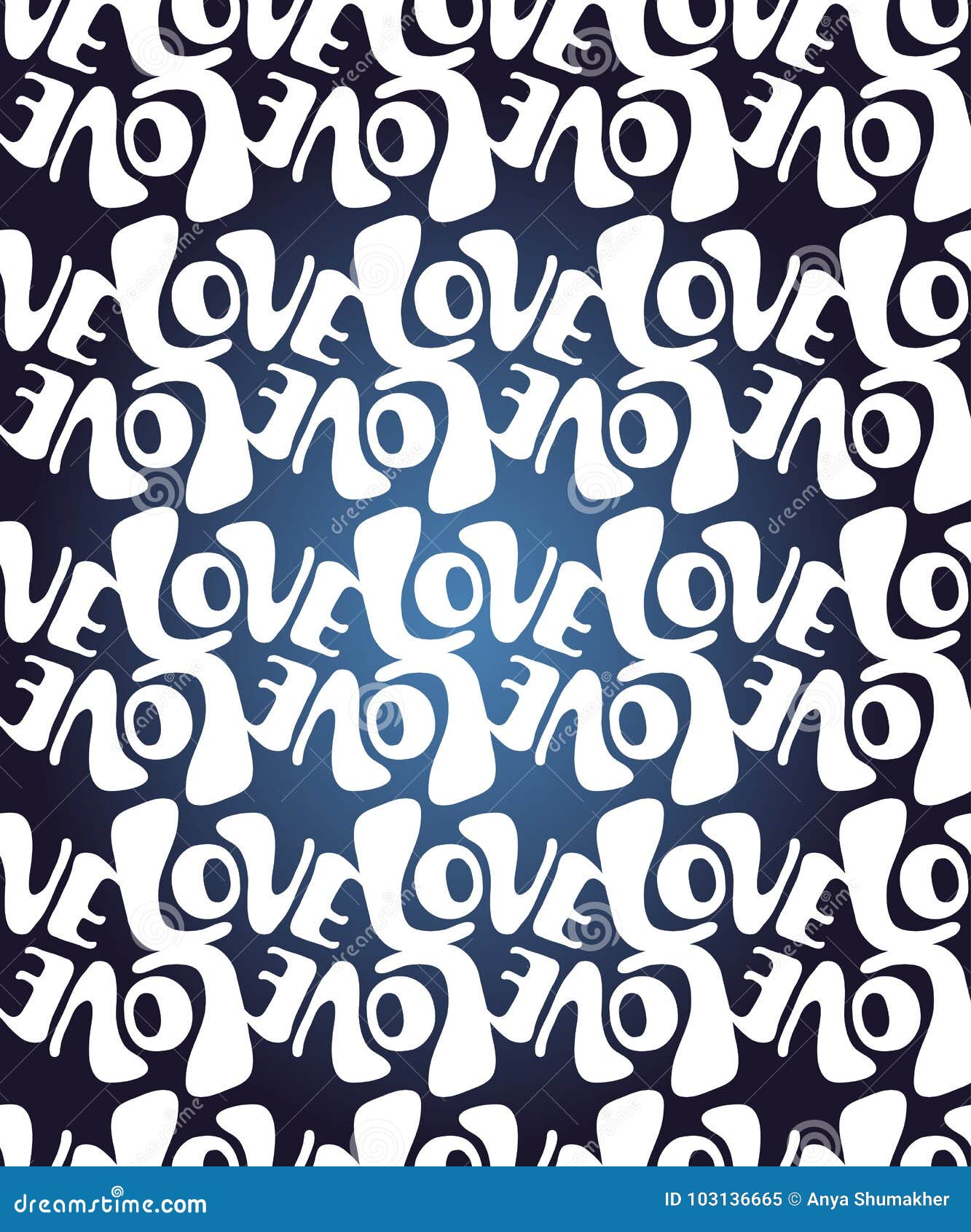 Vector Seamless Pattern with Sign LOVE on a Dark Blue Background. Stock ...