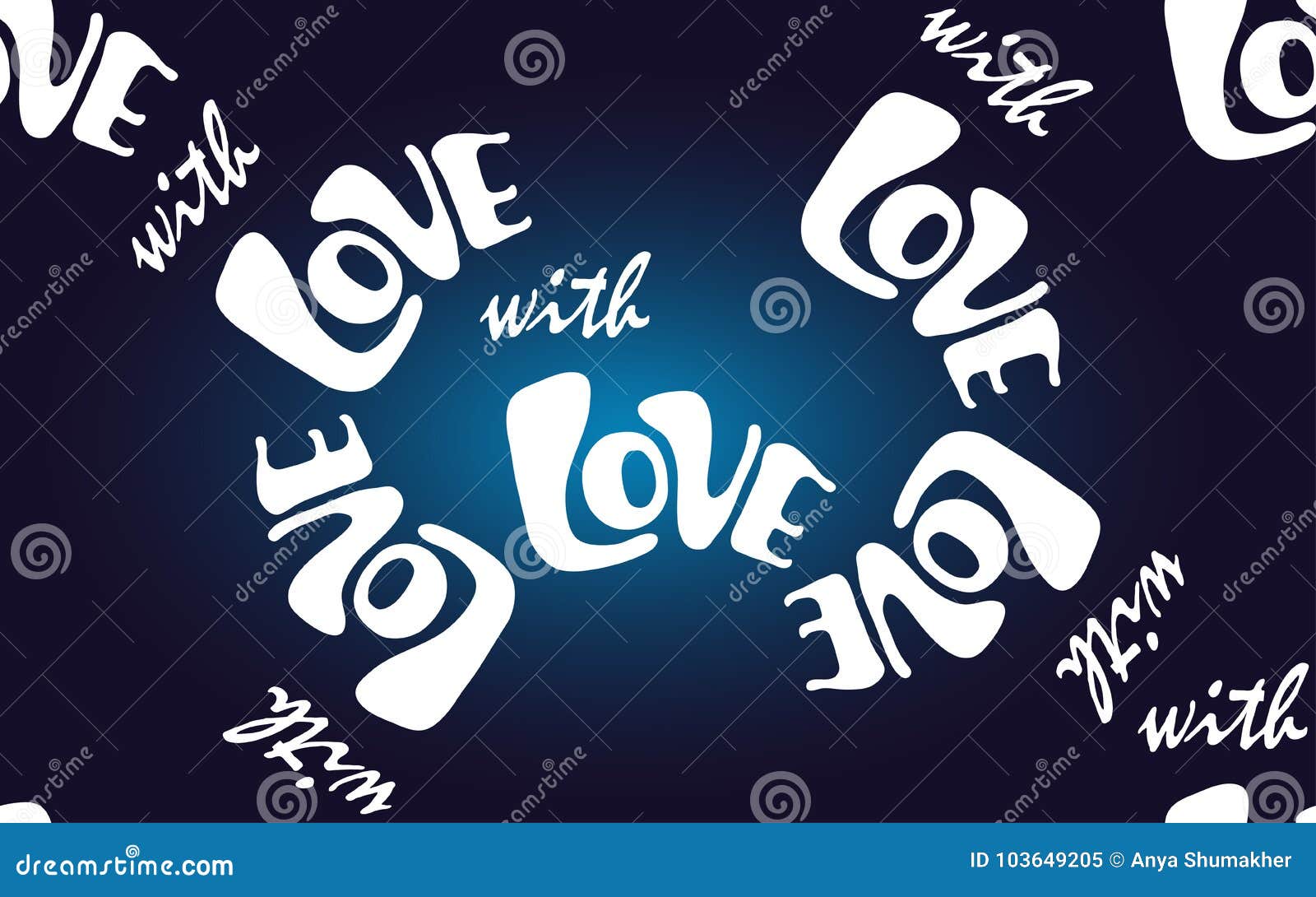 Vector Seamless Pattern with Sign with LOVE on a Dark Blue Background ...