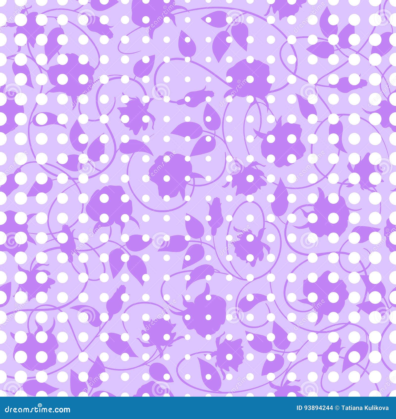 Vector Seamless Pattern of Silhouettes of Roses and Circles Tangina ...