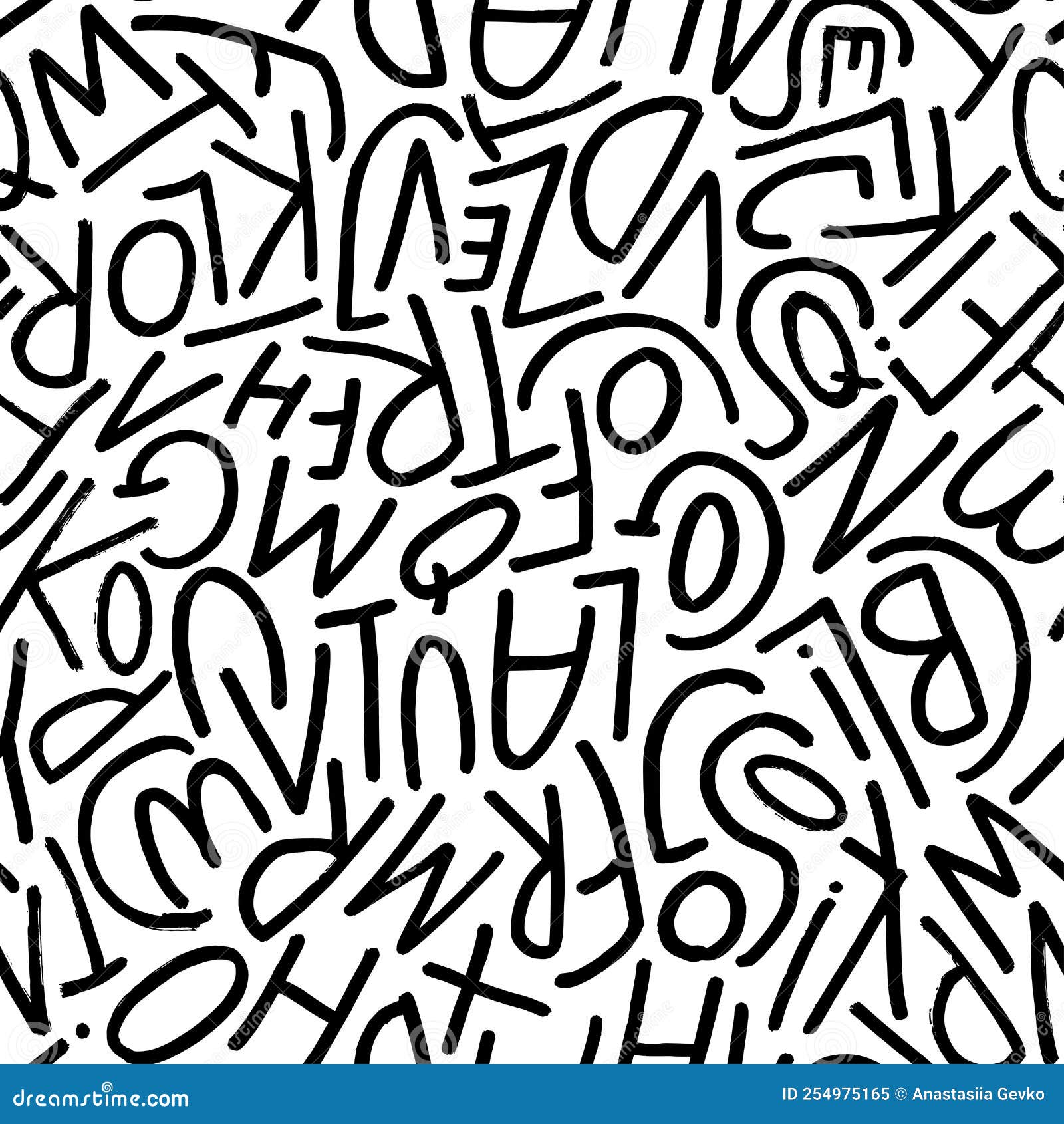 Vector Seamless Pattern with Simple Line Letters. Stock Vector ...