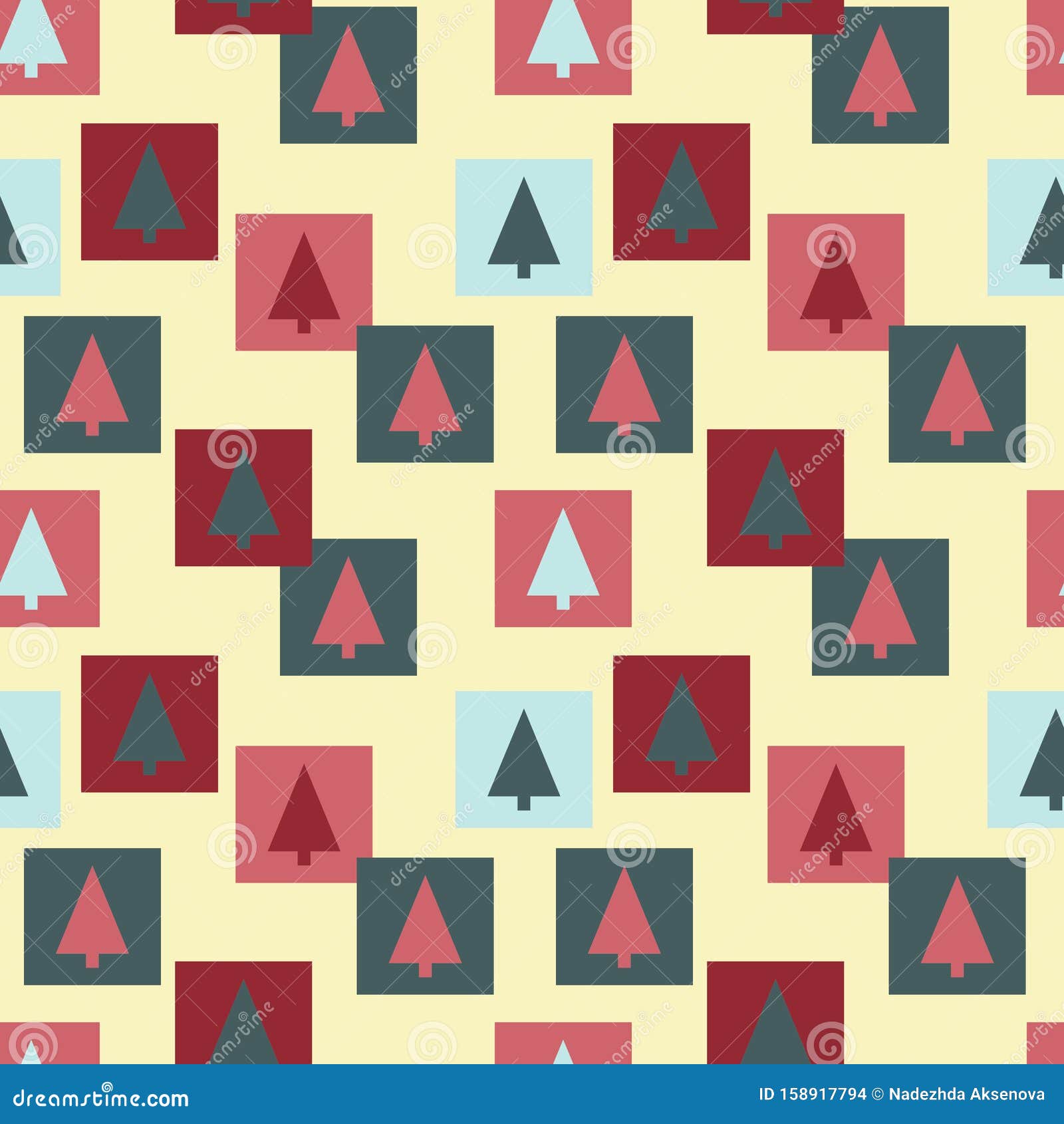 Vector Seamless Pattern. Simple Little Christmas Trees on the ...