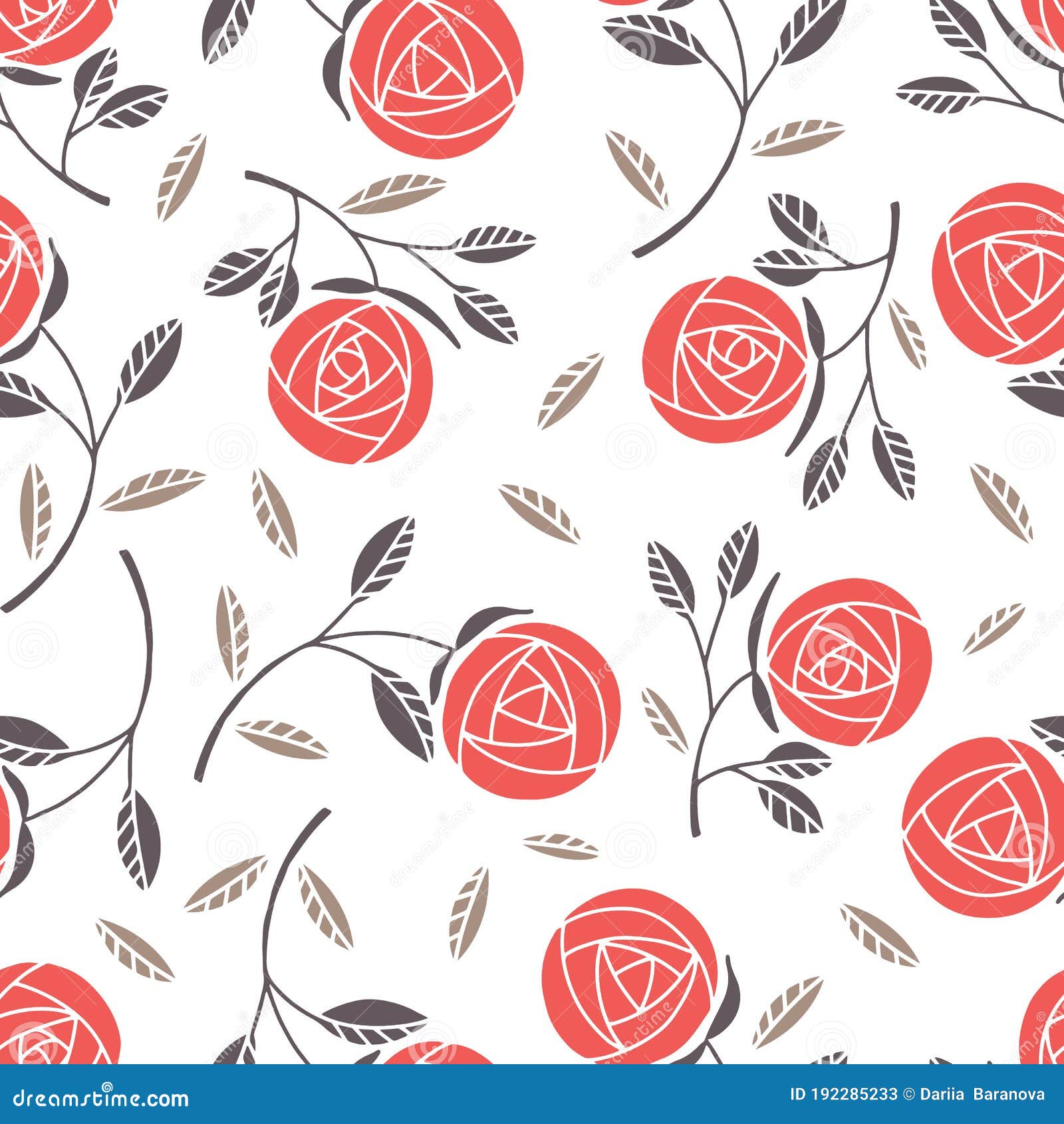 Seamless Pattern with Simple Rose on White Backgroung Stock Vector ...
