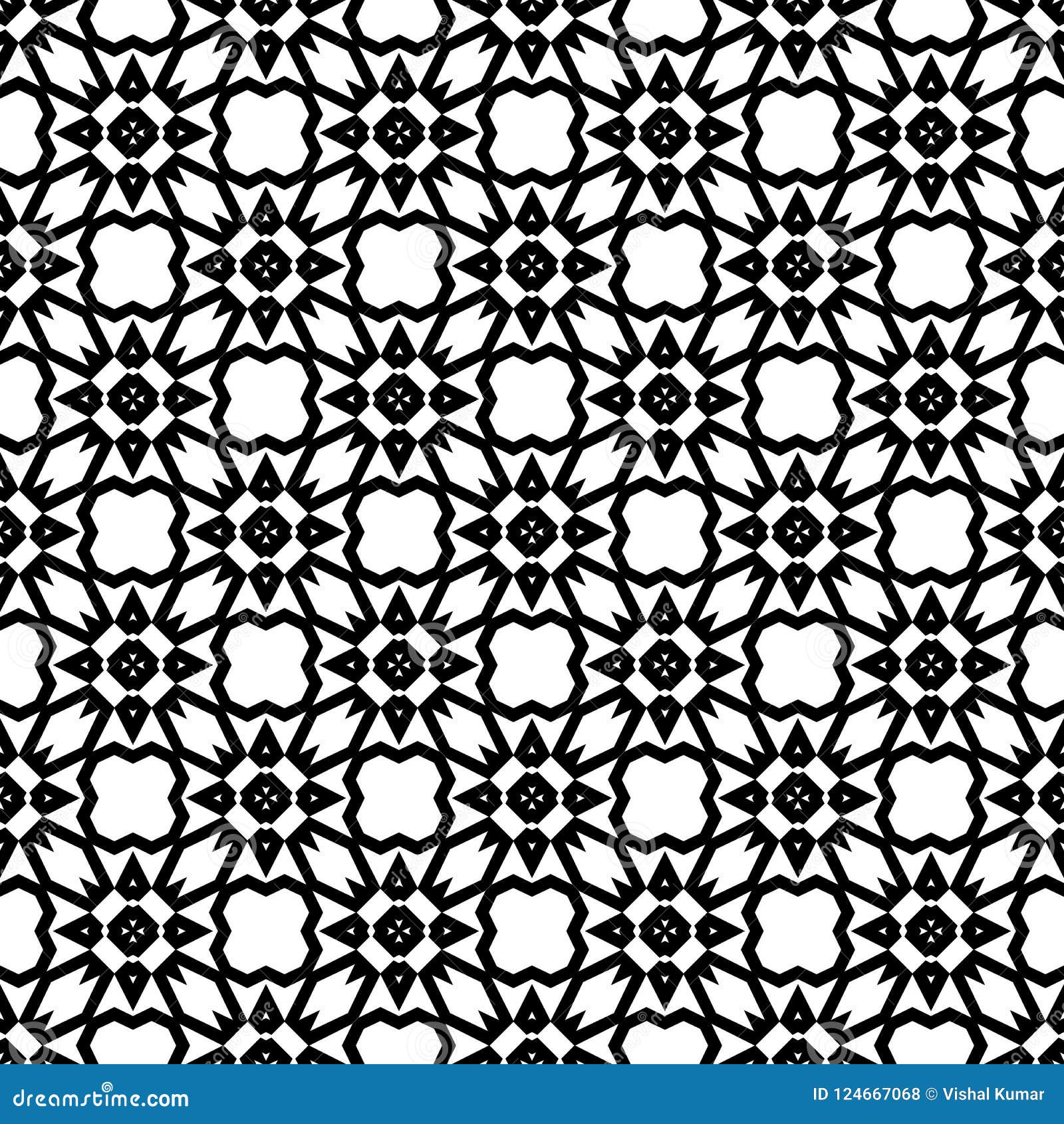 Black Geometric Seamless Pattern in White Background Stock Vector ...