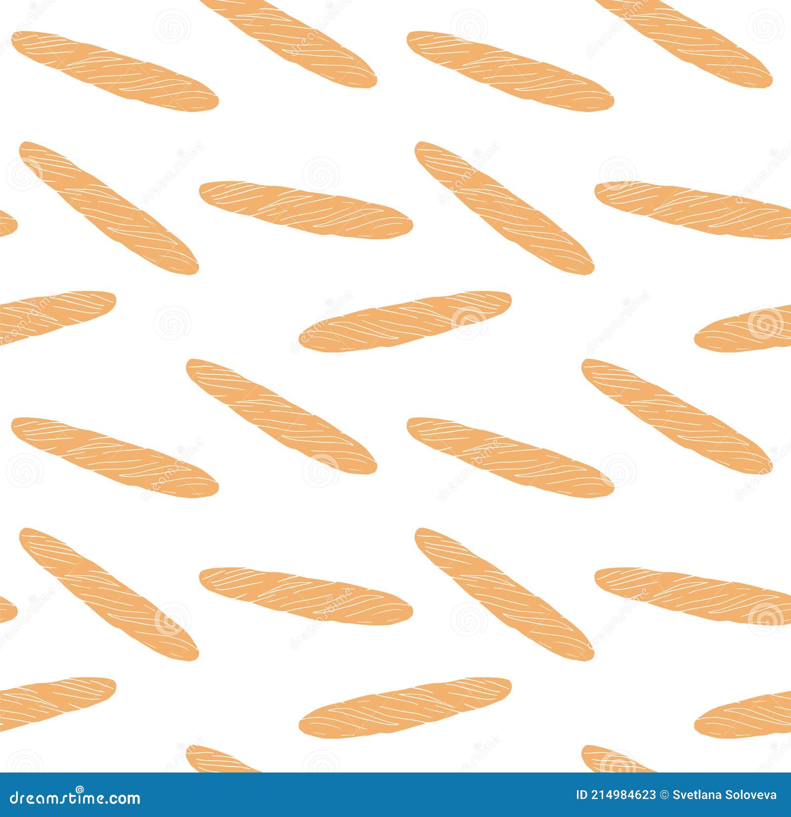Vector Seamless Pattern of Sketch Baguette Bread Stock Vector ...