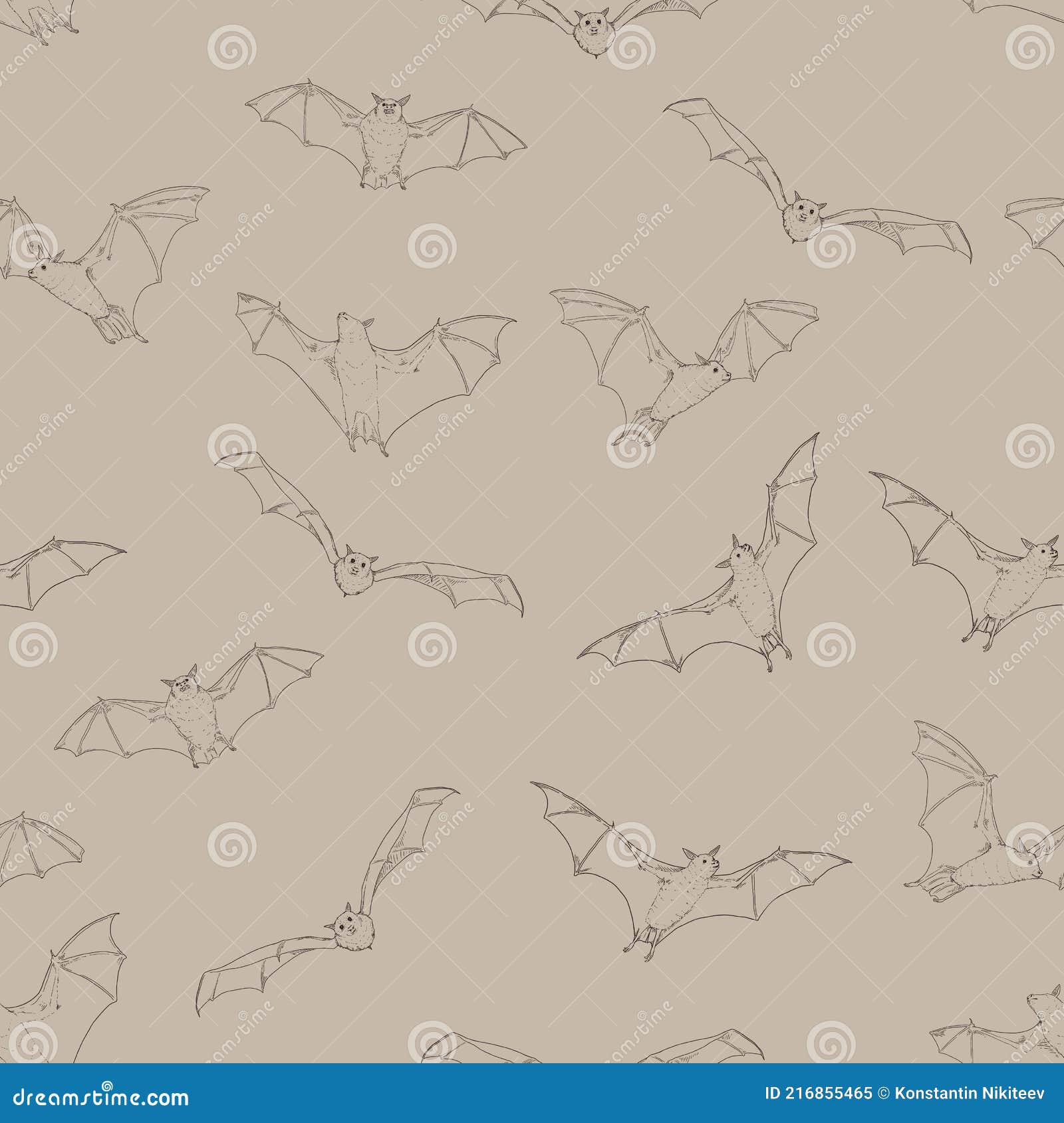 Vector Seamless Pattern of Sketch Bats Stock Vector - Illustration of ...