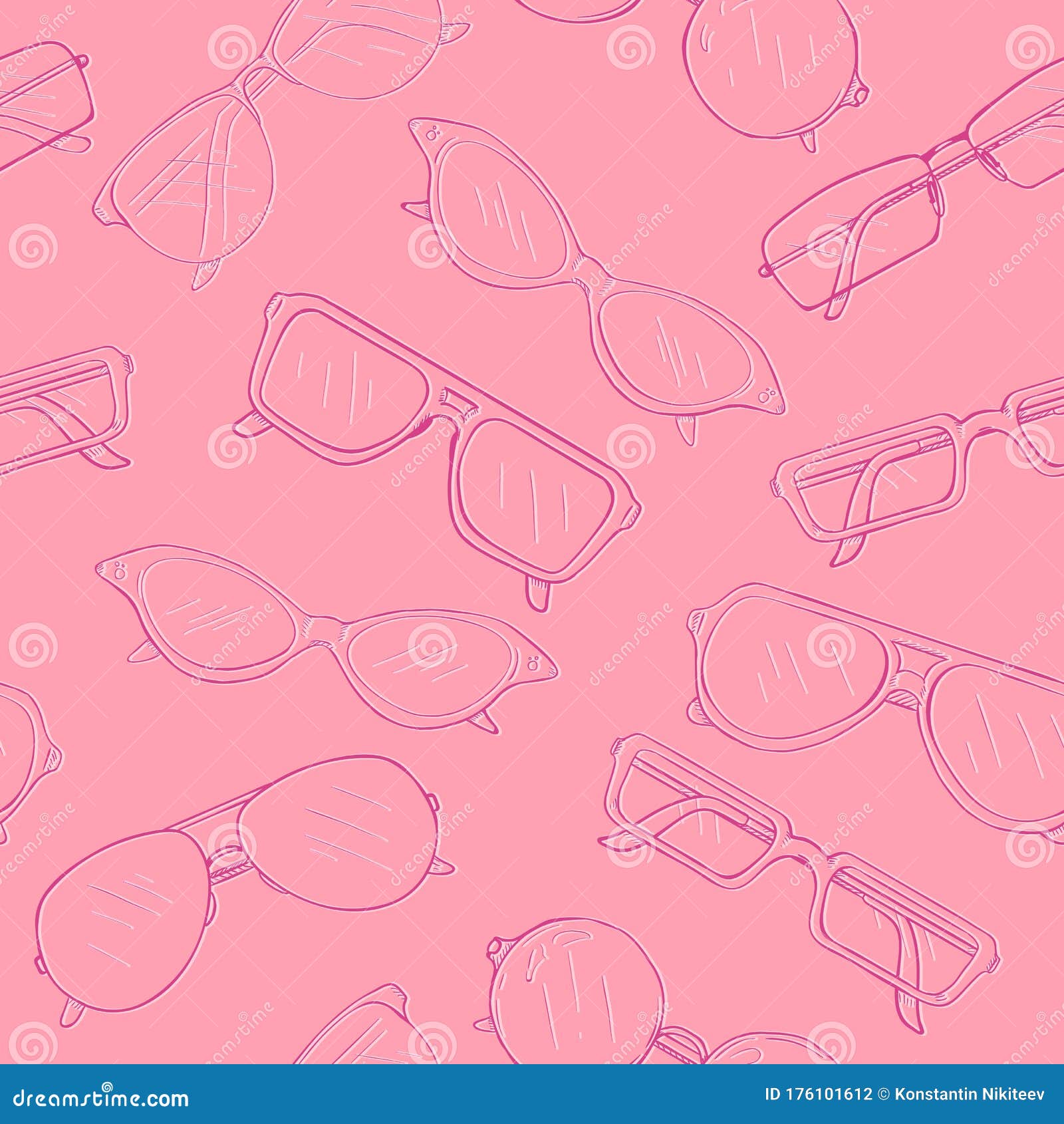 Vector Seamless Pattern of Sketch Eyeglasses Stock Vector ...