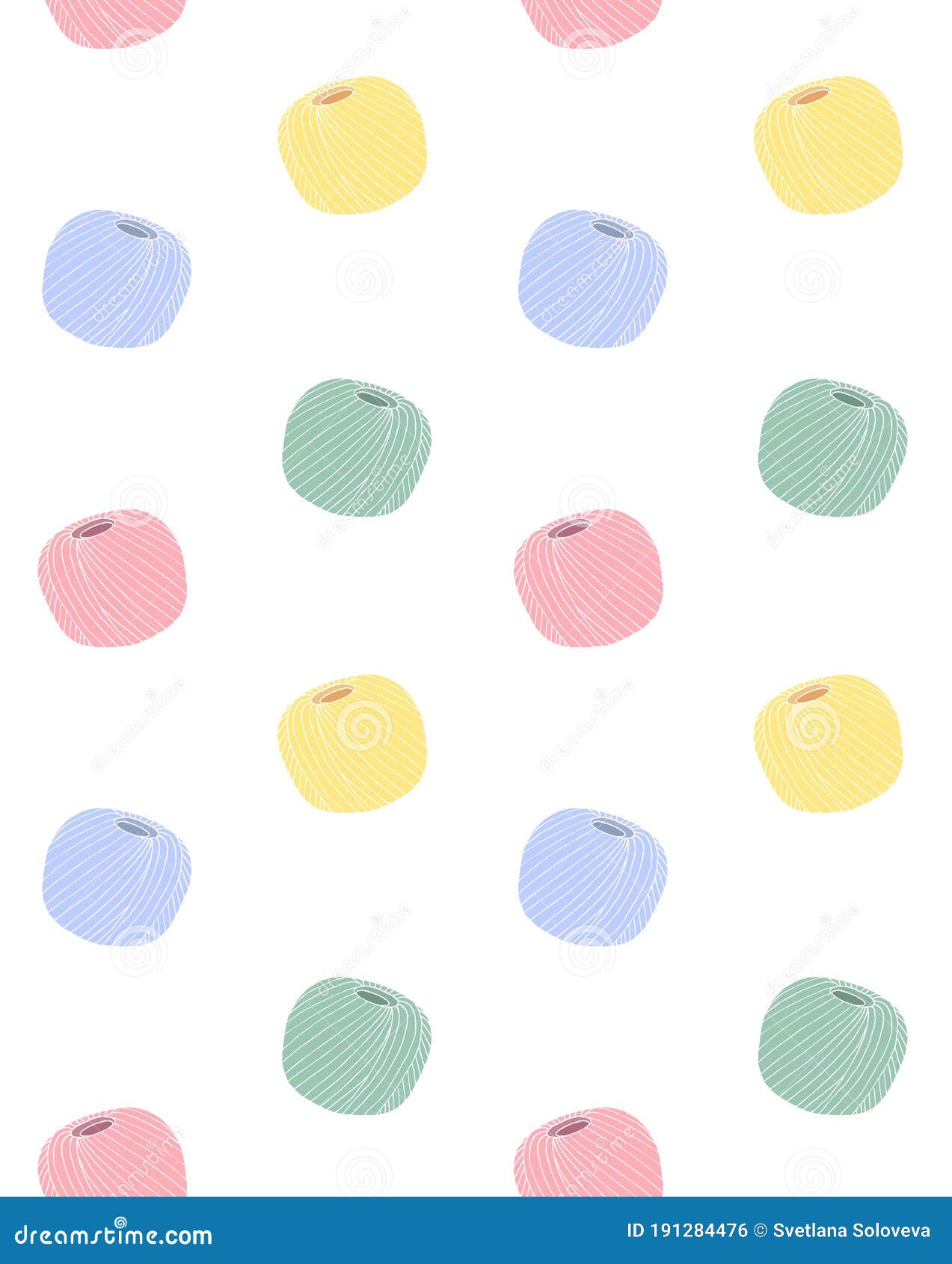 Vector Seamless Pattern of Sketch Knitting Thread Stock Illustration ...