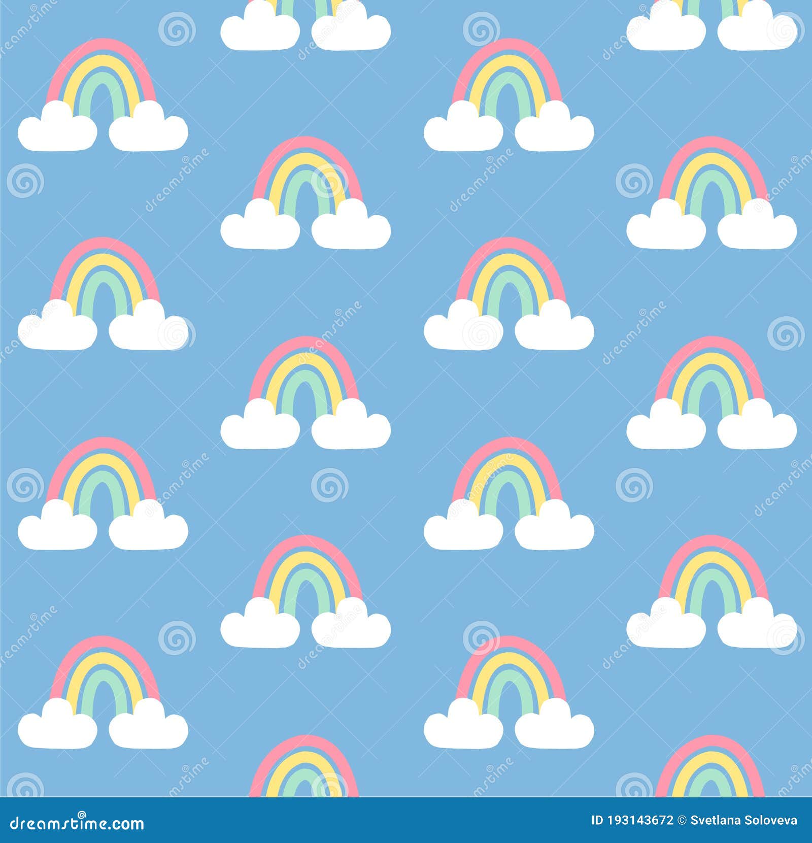 Vector Seamless Pattern of Sketch Pastel Rainbow Stock Illustration ...