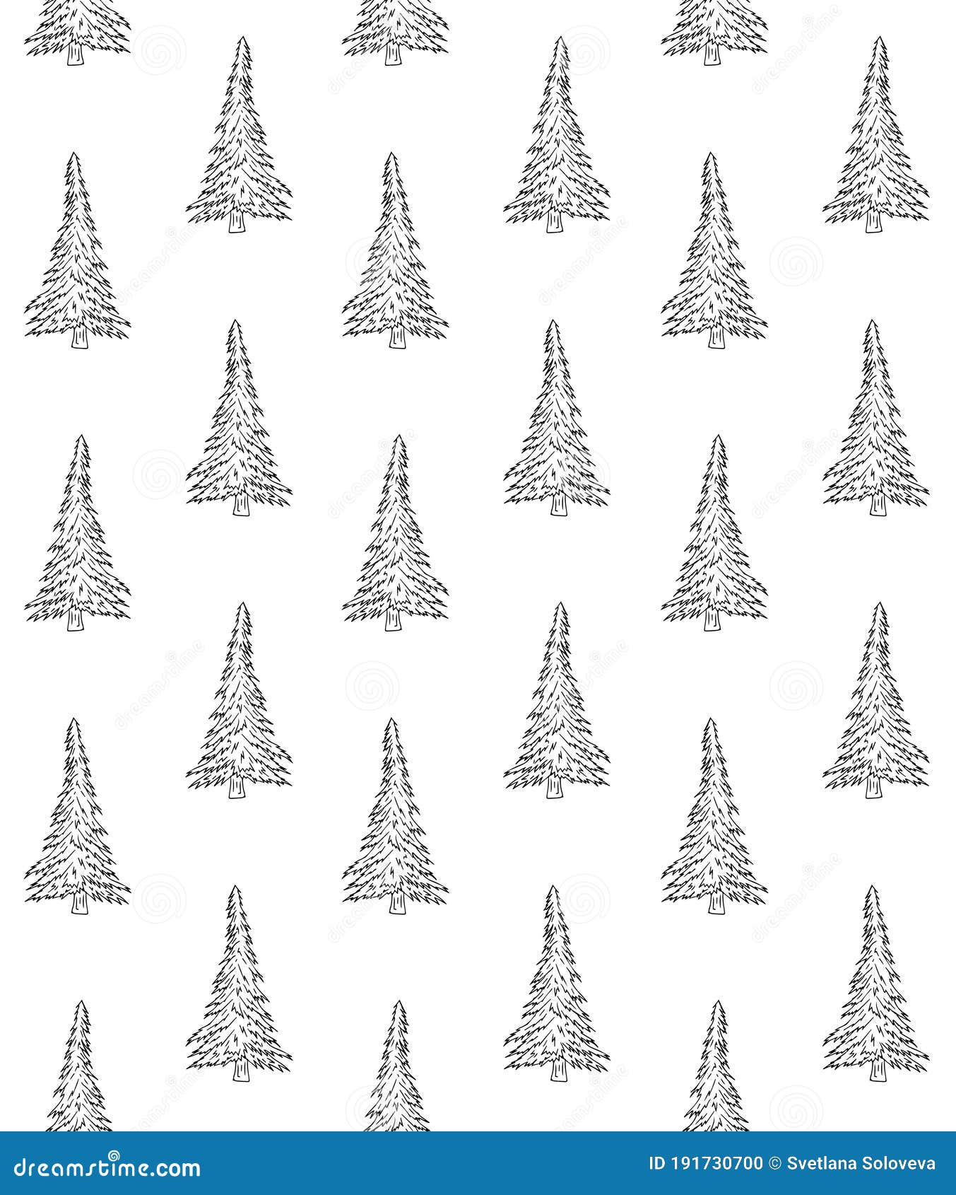 Vector Seamless Pattern of Sketch Spruce Tree Stock Vector ...