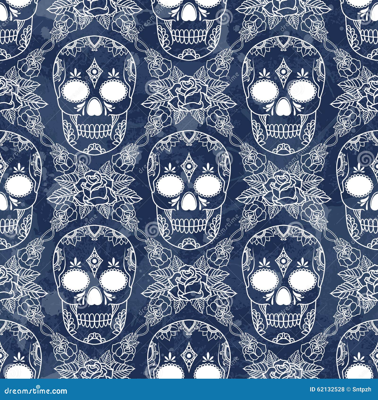 Vector Seamless Pattern with Skulls. Stock Vector - Illustration of ...
