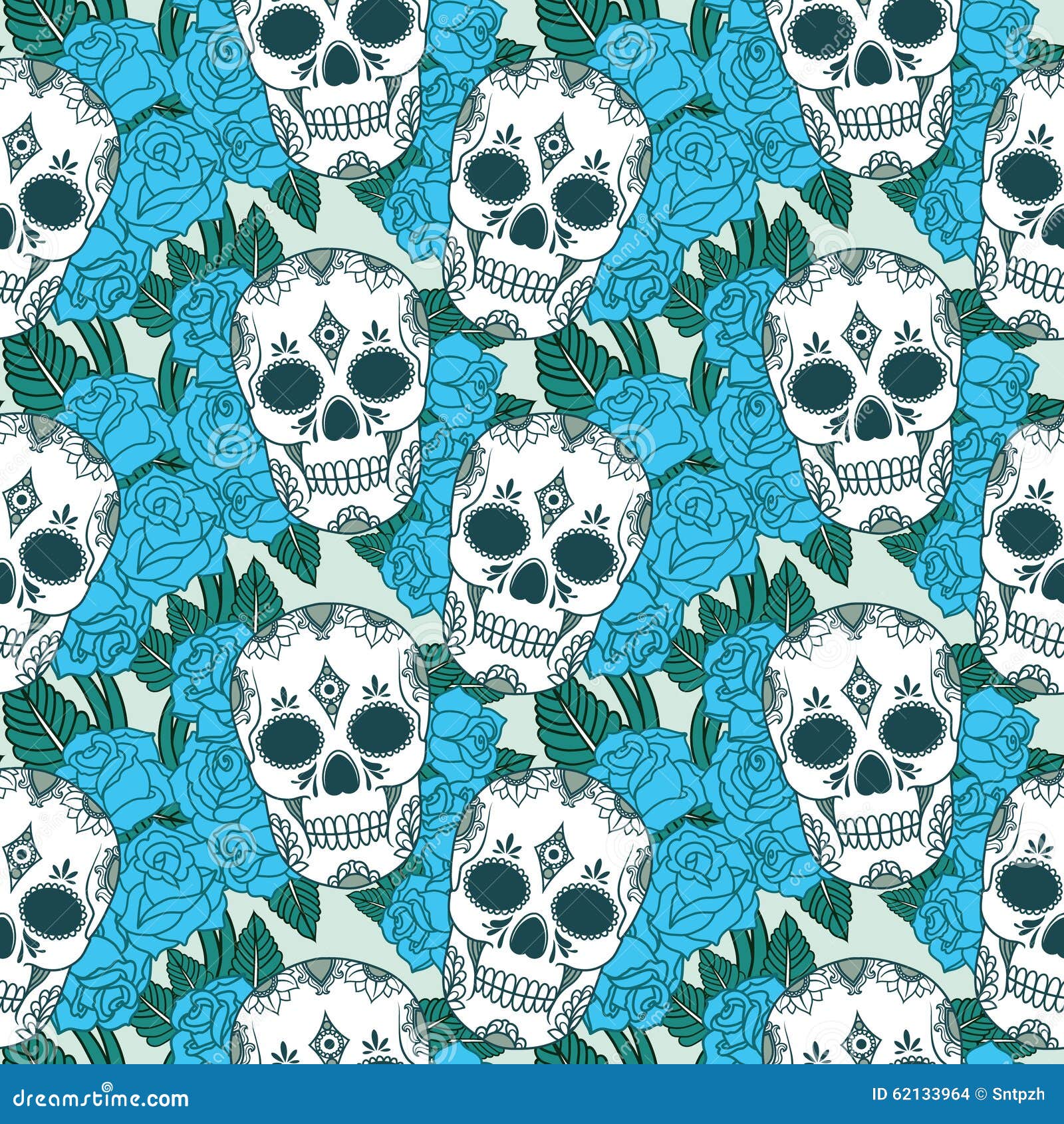 Vector Seamless Pattern with Skulls. Stock Vector - Illustration of ...