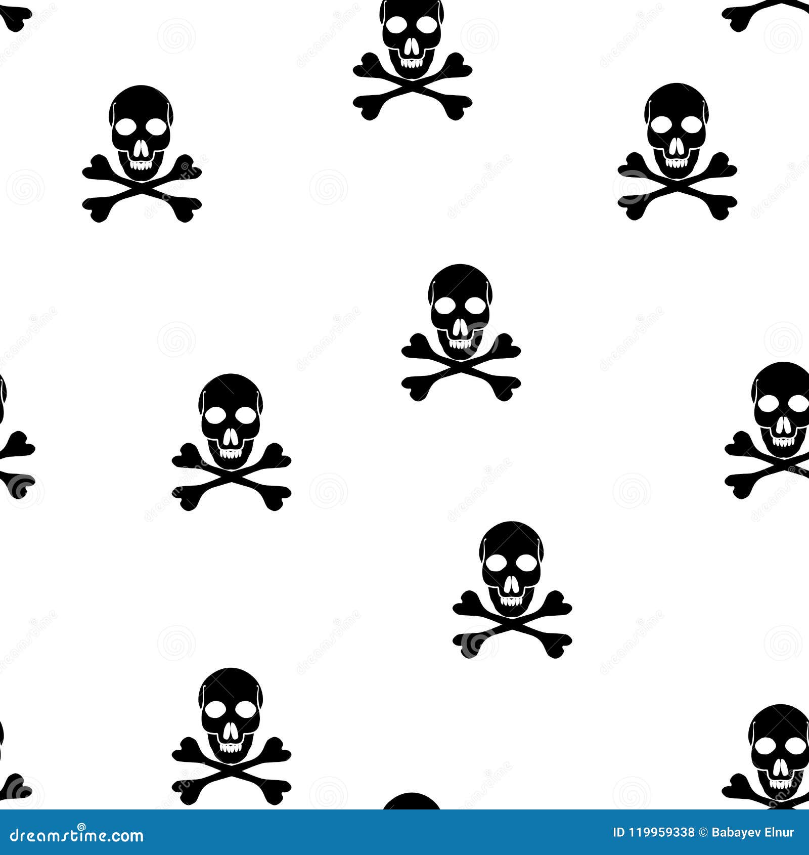 Vector Seamless Pattern with Skulls and Bones. Jolly Roger Stock ...