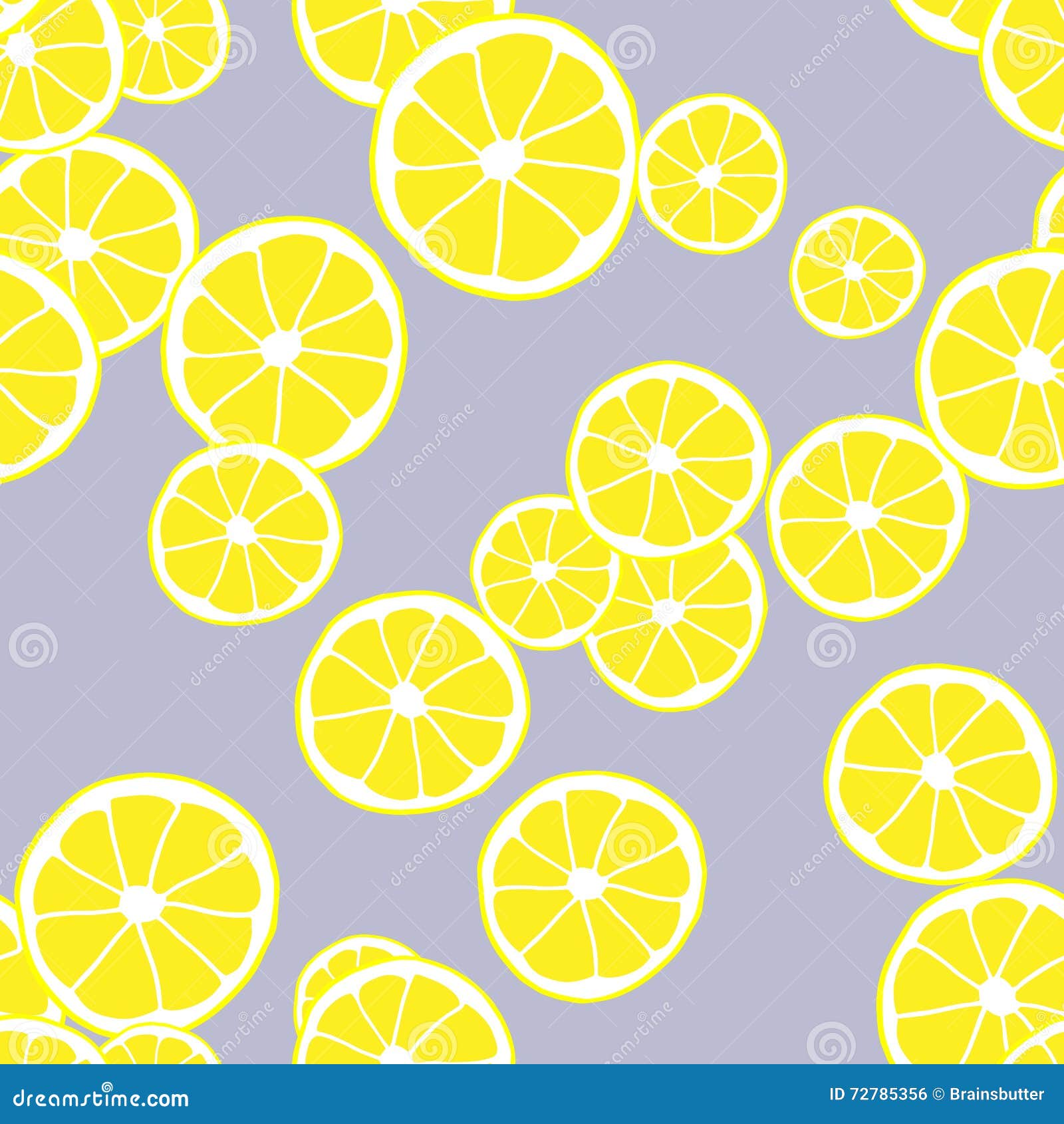 Vector Seamless Pattern with Slices of Lemon. Bright Background in ...
