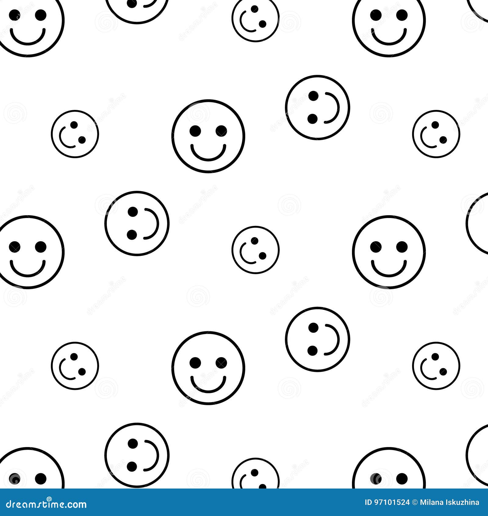 Vector Seamless Pattern with Smileys. Stock Vector - Illustration of ...