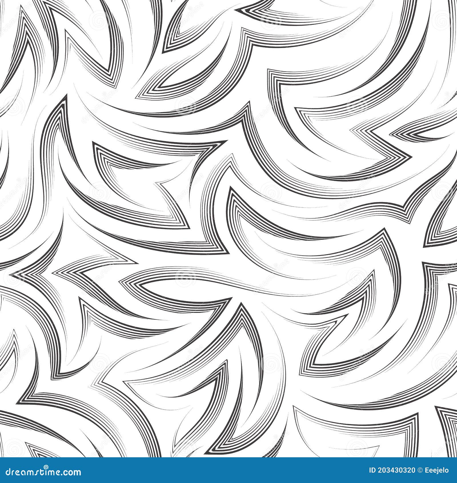 Vector Seamless Pattern of Smooth Lines and Corners Drawn with a Black ...