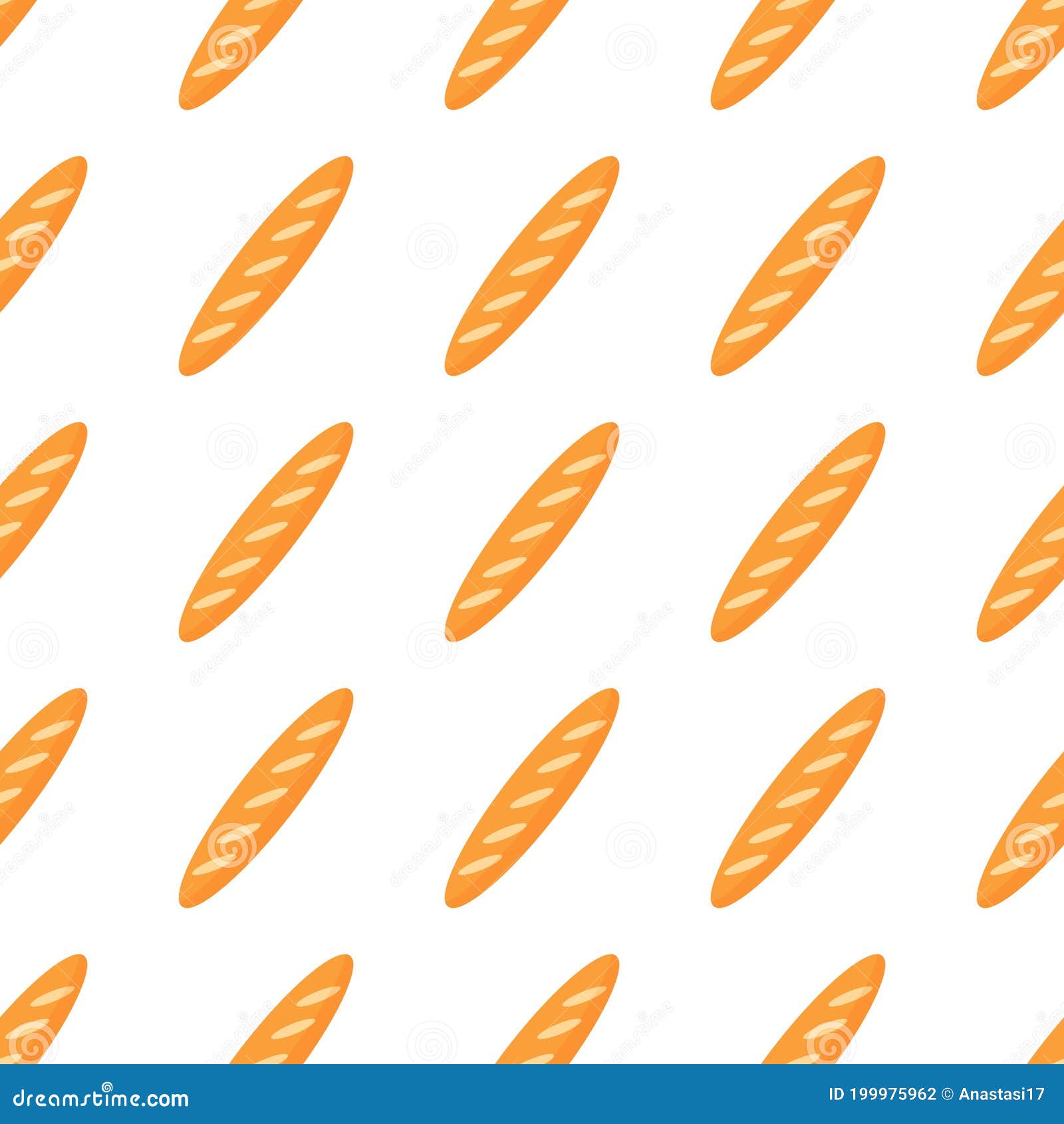 Vector Seamless Pattern with Soft Fresh Bread or Baguette Isolated on ...