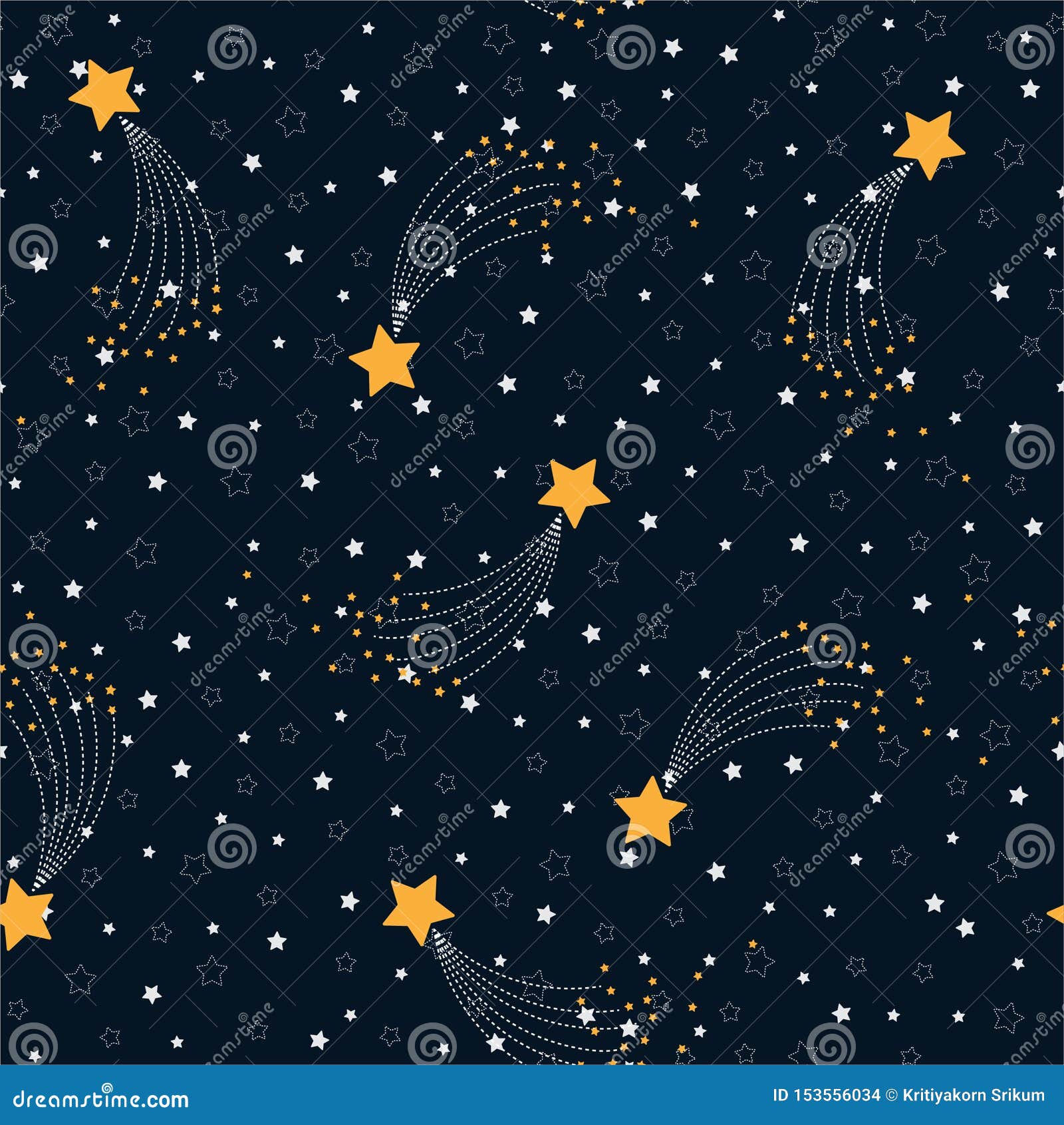 Vector Seamless Pattern of Space with Stars on Starry Night Sky. Modern ...
