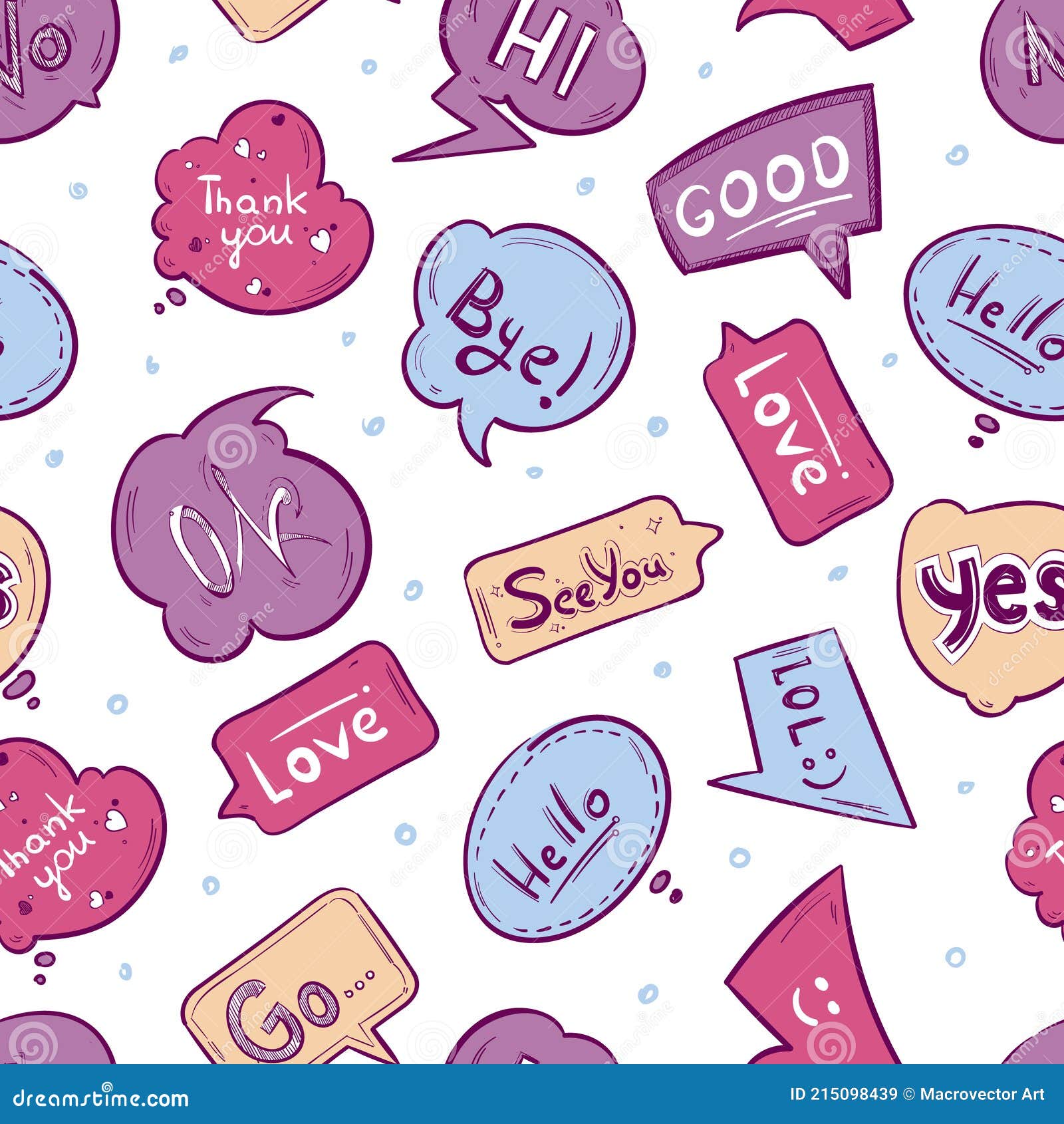 Vector Seamless Pattern with Speech Bubbles Stock Vector - Illustration ...