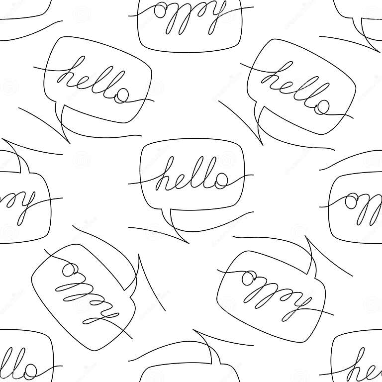Vector Seamless Pattern with Speech Bubbles with Word Hello. Hand Drawn ...