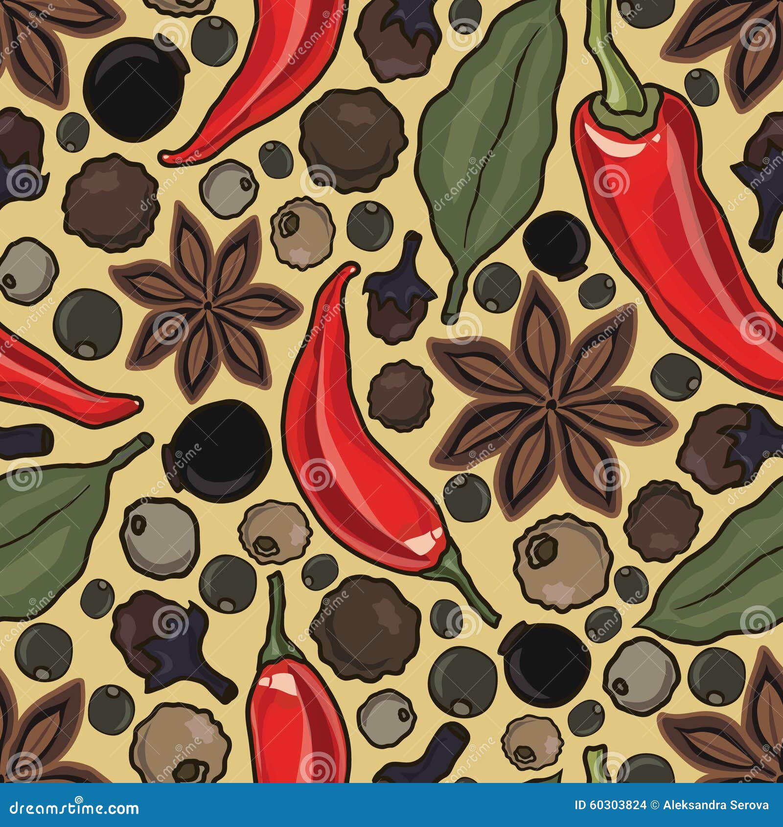 Vector Seamless Pattern with Spice Stock Vector - Illustration of ...