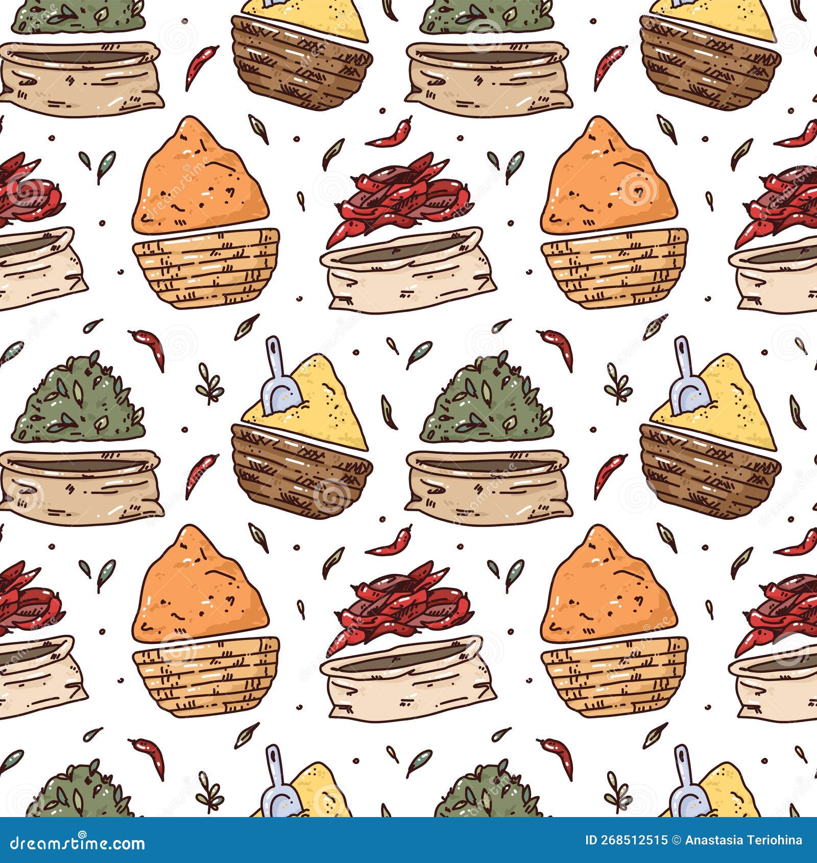 Seamless Pattern with Spices Stock Vector - Illustration of artwork ...