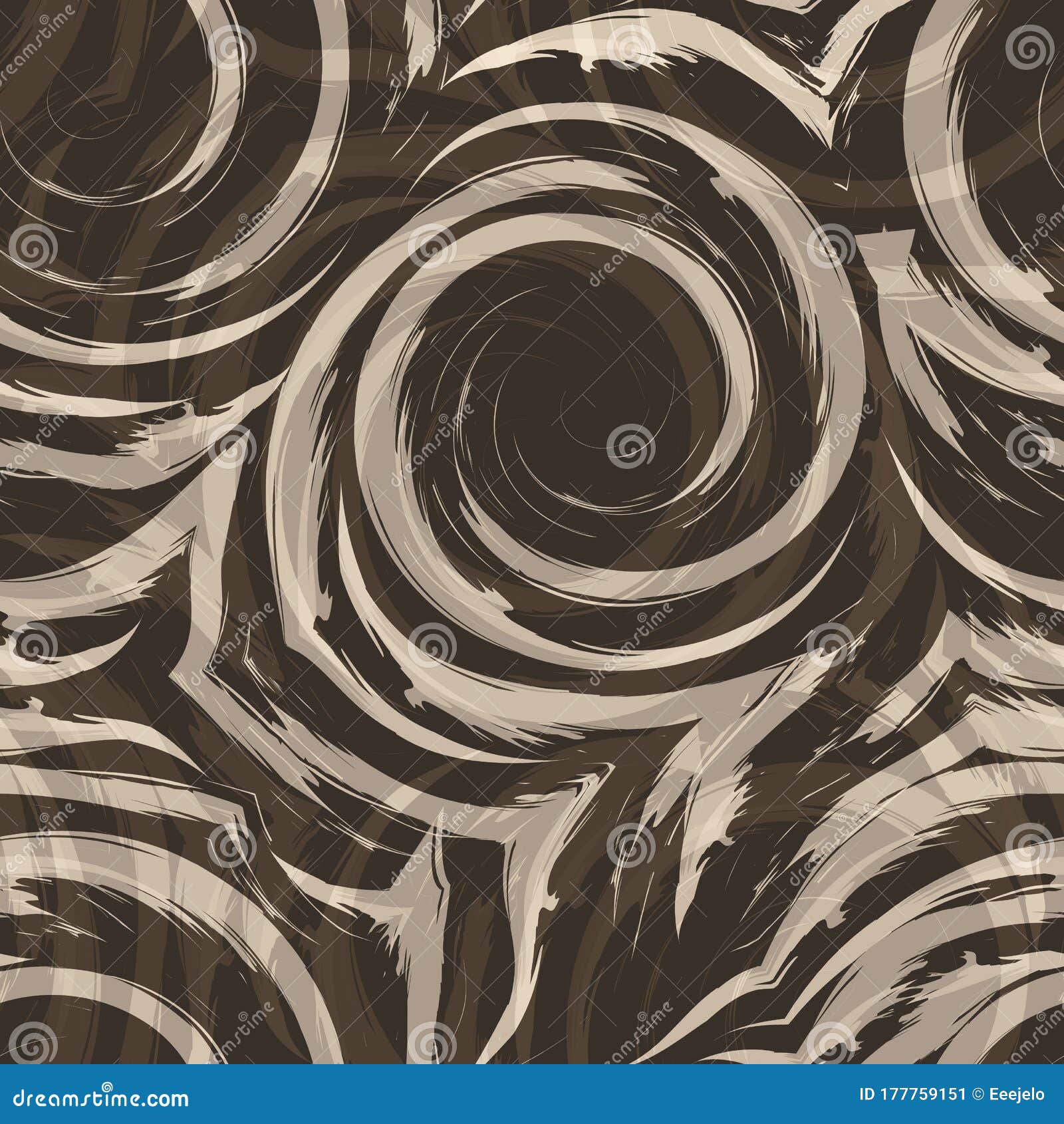 Vector Seamless Pattern of Spirals and Curls. Abstract Beige Texture ...