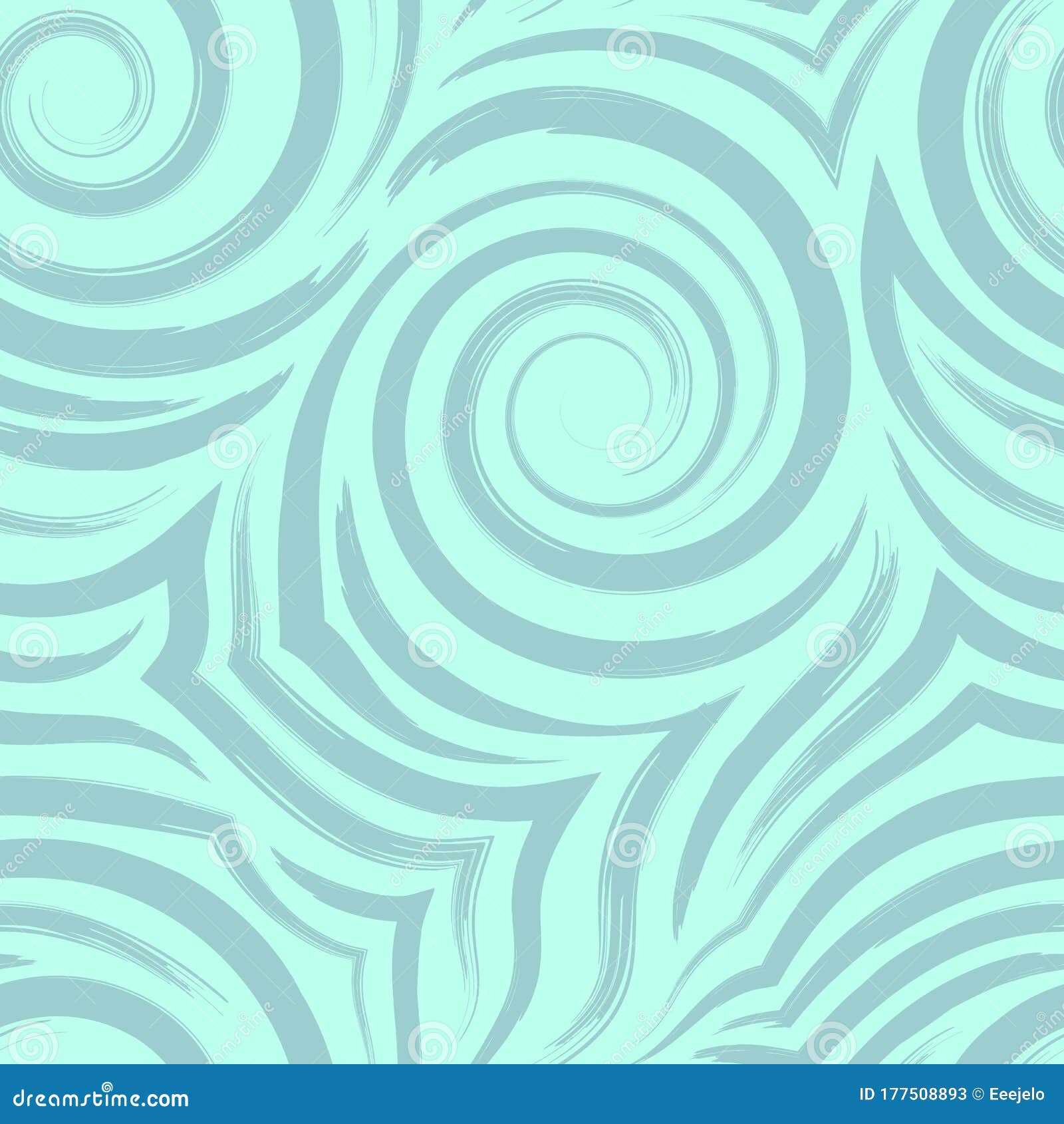 Vector Seamless Pattern of Spirals and Curls. Abstract Turquoise ...