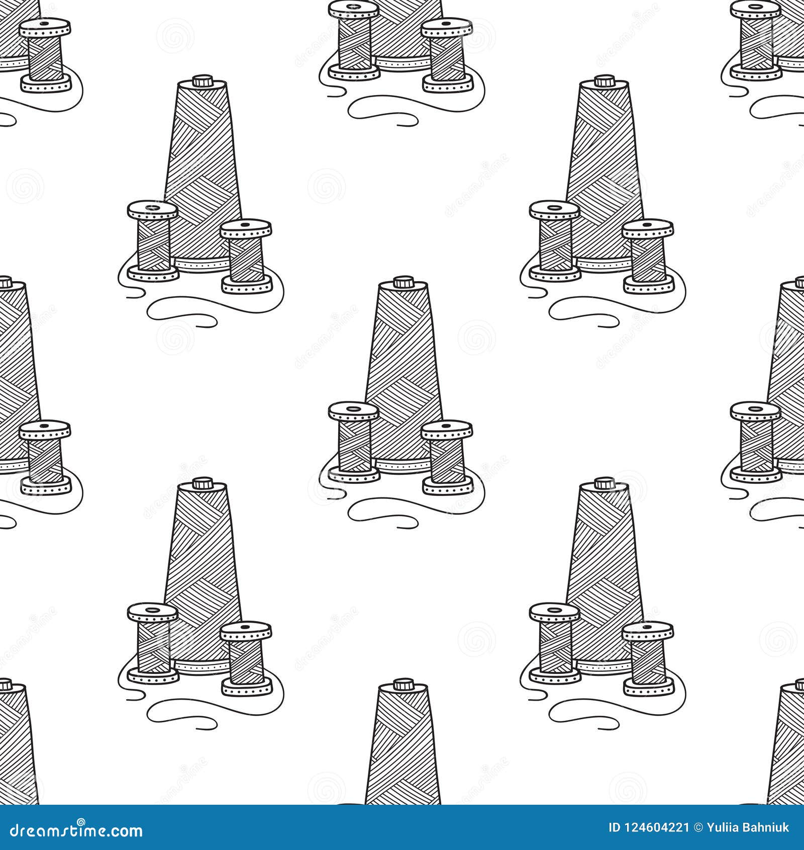 Vector Seamless Pattern with Spool of Thread. Stock Vector ...