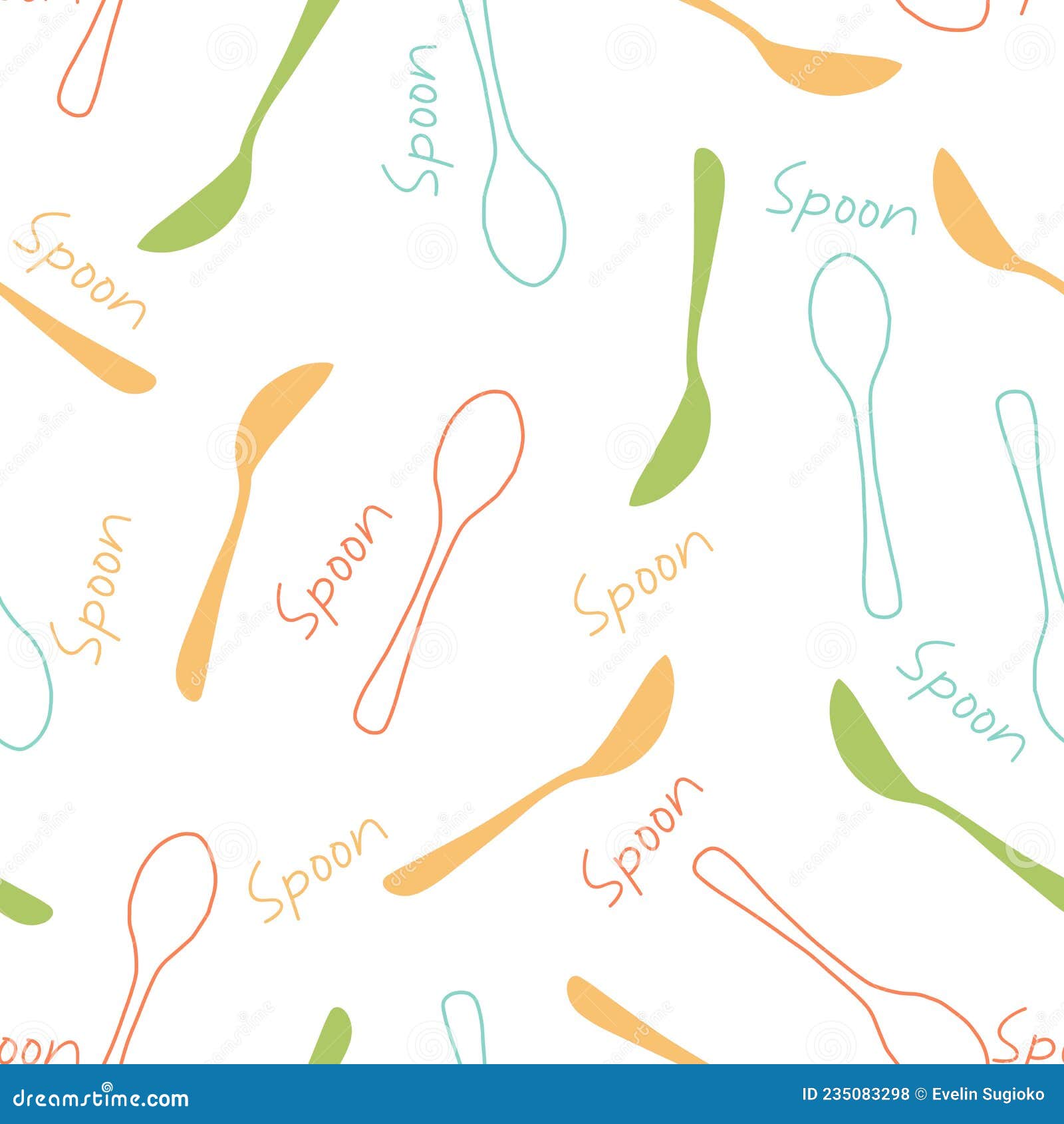 Vector Seamless Pattern with Spoon Tableware Tool Silhouette Art Stock ...