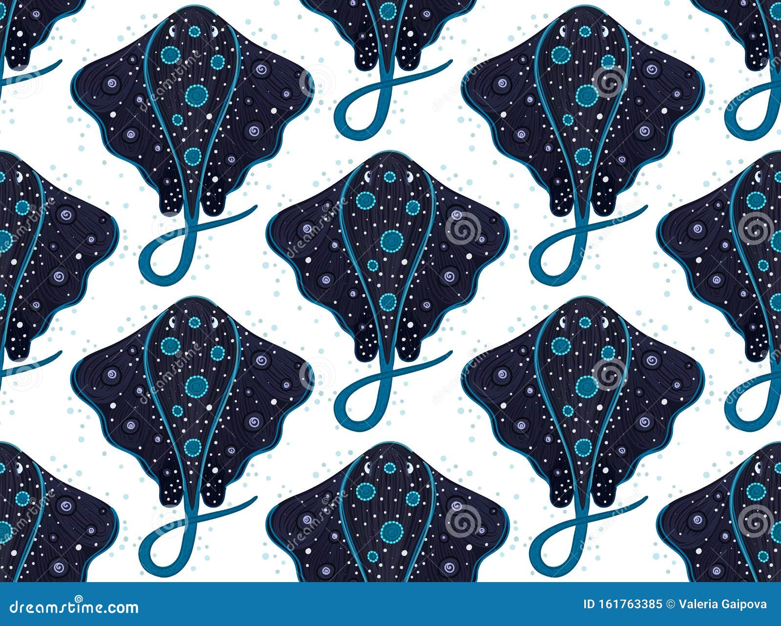 Vector Seamless Pattern With Spotted Stingray. Cartoon Character ...